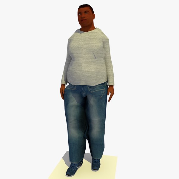 3d model realistically standing african fat