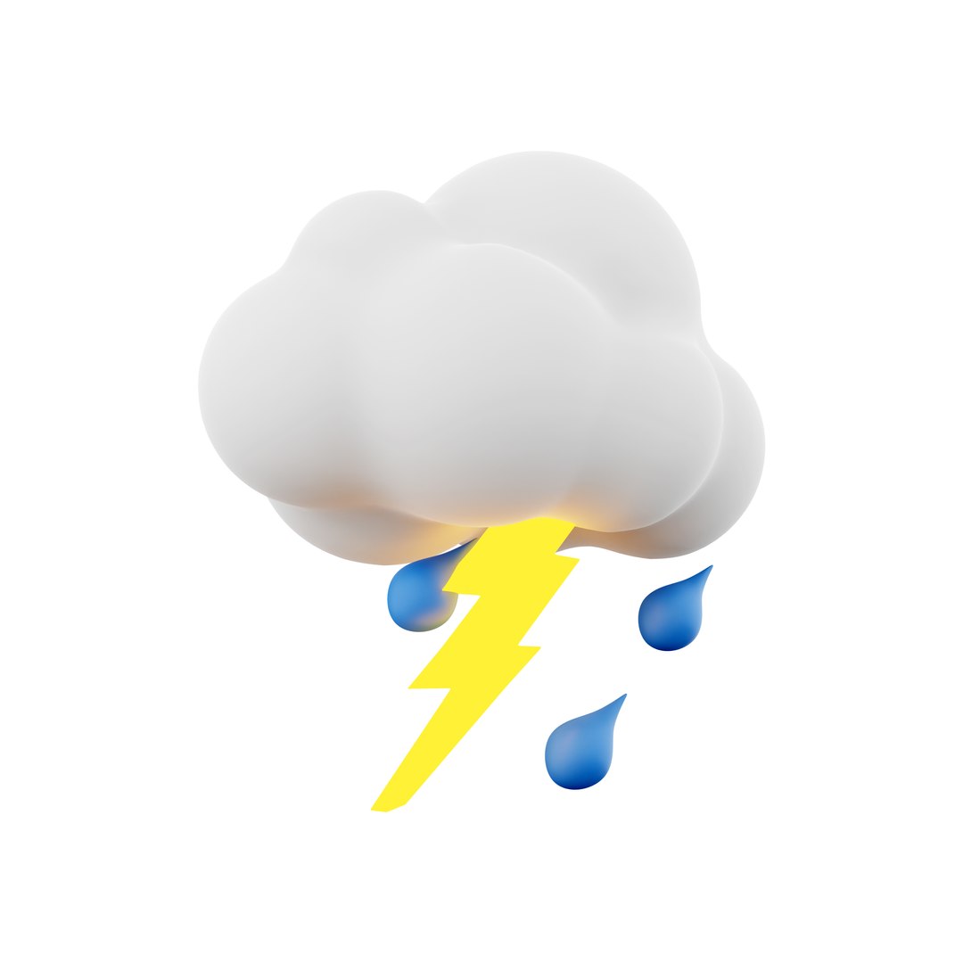 3D Model 3d Rendering Rain With Thunder And Cloud Icon - TurboSquid 2045372