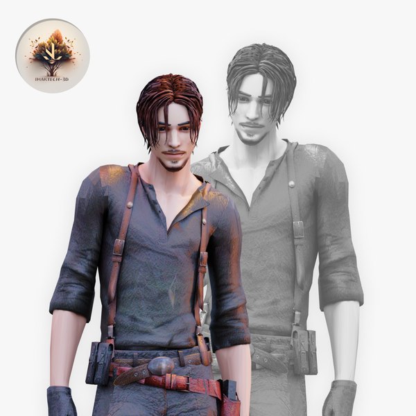 Dynamic 3D Man Character Model Low Poly Fully Rigged and Animated3Dモデル ...