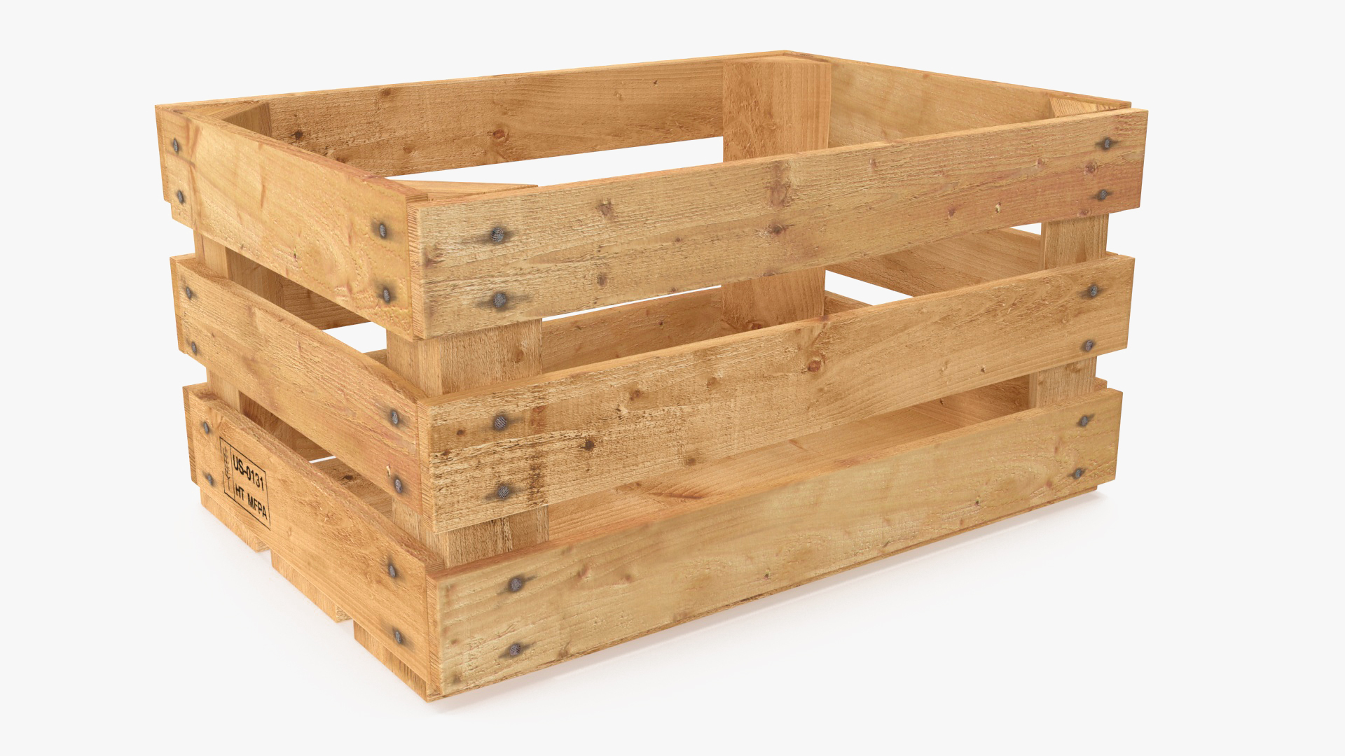 3D Vintage Wood Open Slat Fruit Crate - TurboSquid 2134098