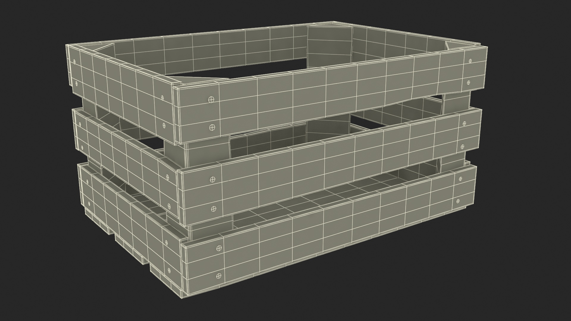 3D Vintage Wood Open Slat Fruit Crate - TurboSquid 2134098