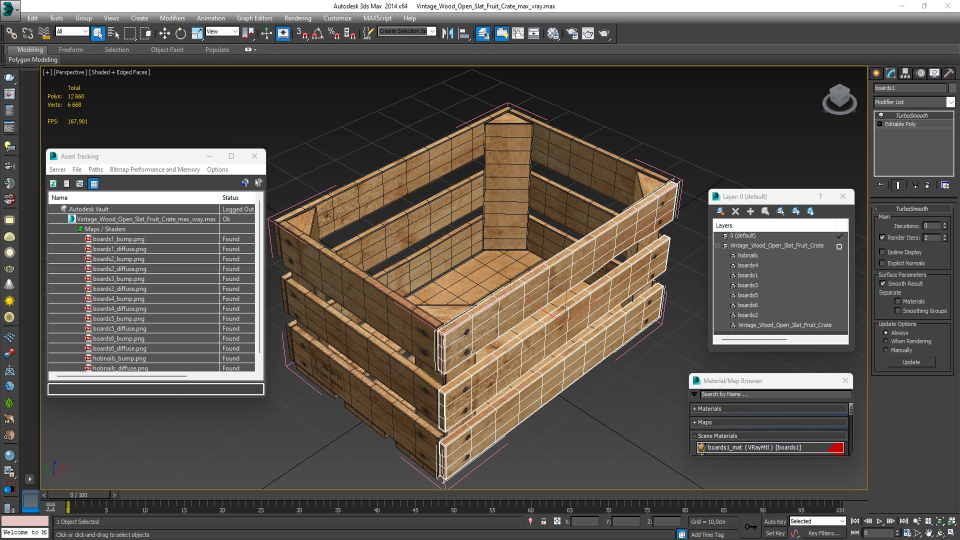 3D Vintage Wood Open Slat Fruit Crate - TurboSquid 2134098