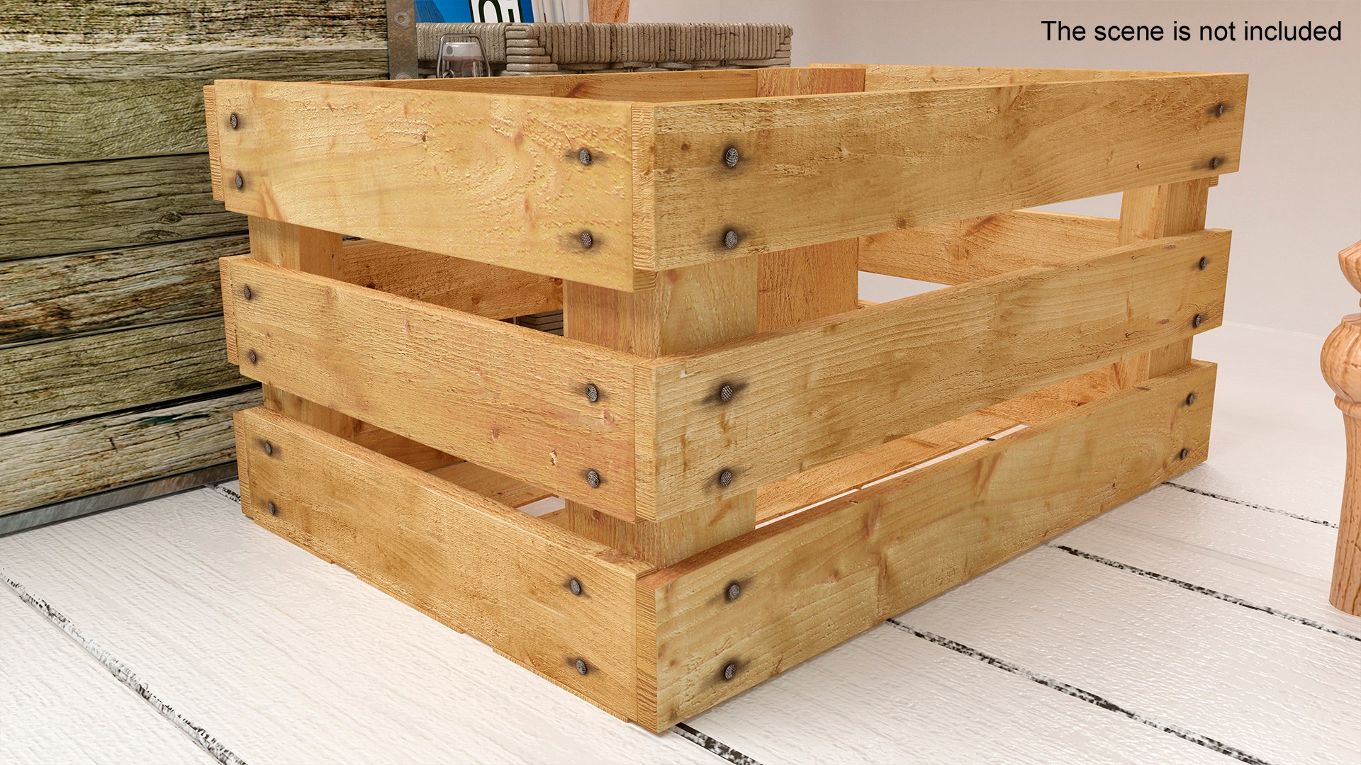 3D Vintage Wood Open Slat Fruit Crate - TurboSquid 2134098