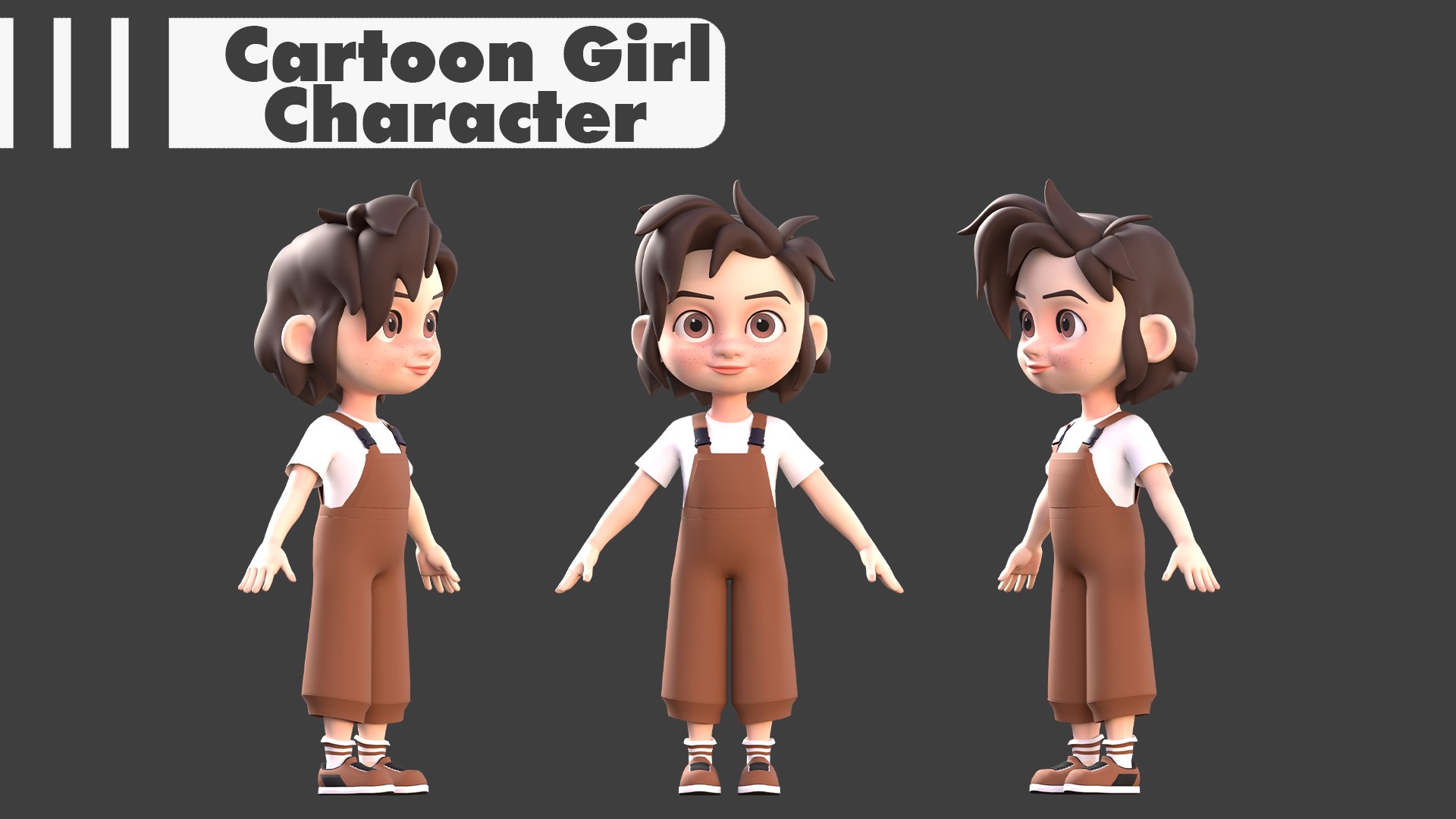 3D Tiva Cartoon Girl Character - TurboSquid 2433295