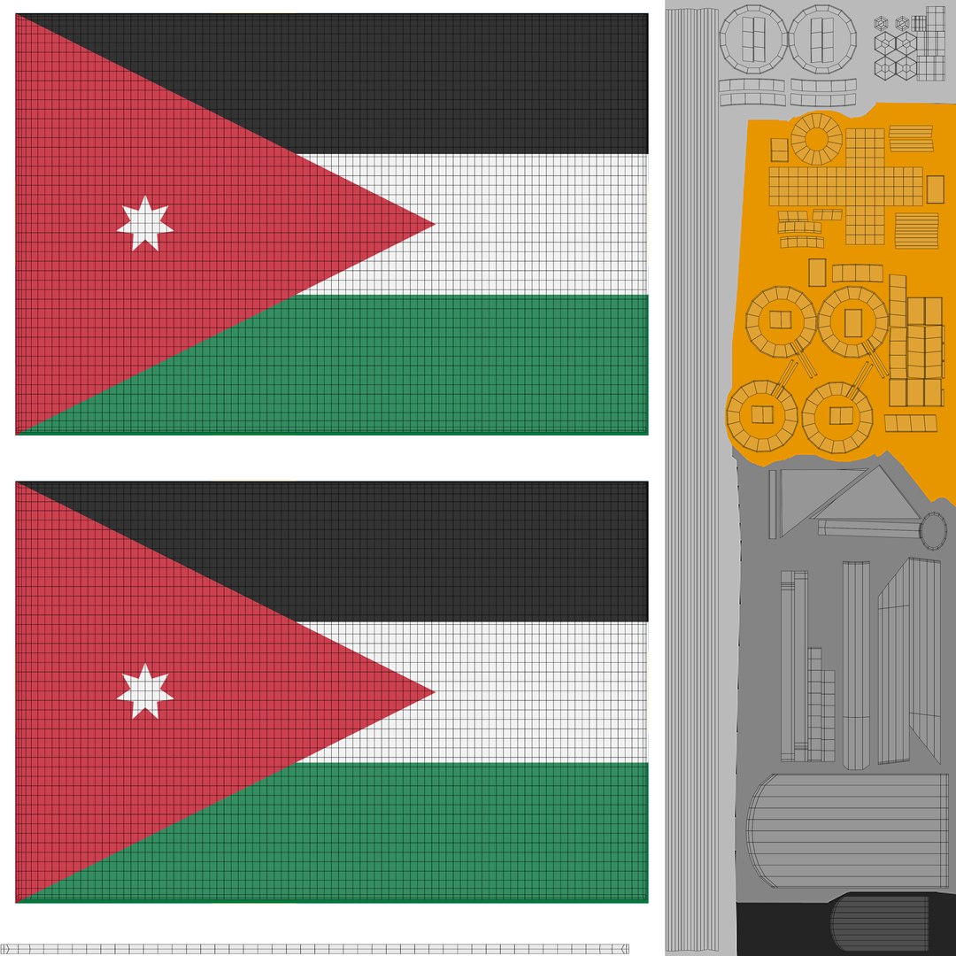 Wall Flag Jordan Hashemite Kingdom 3D Model - TurboSquid 2264909