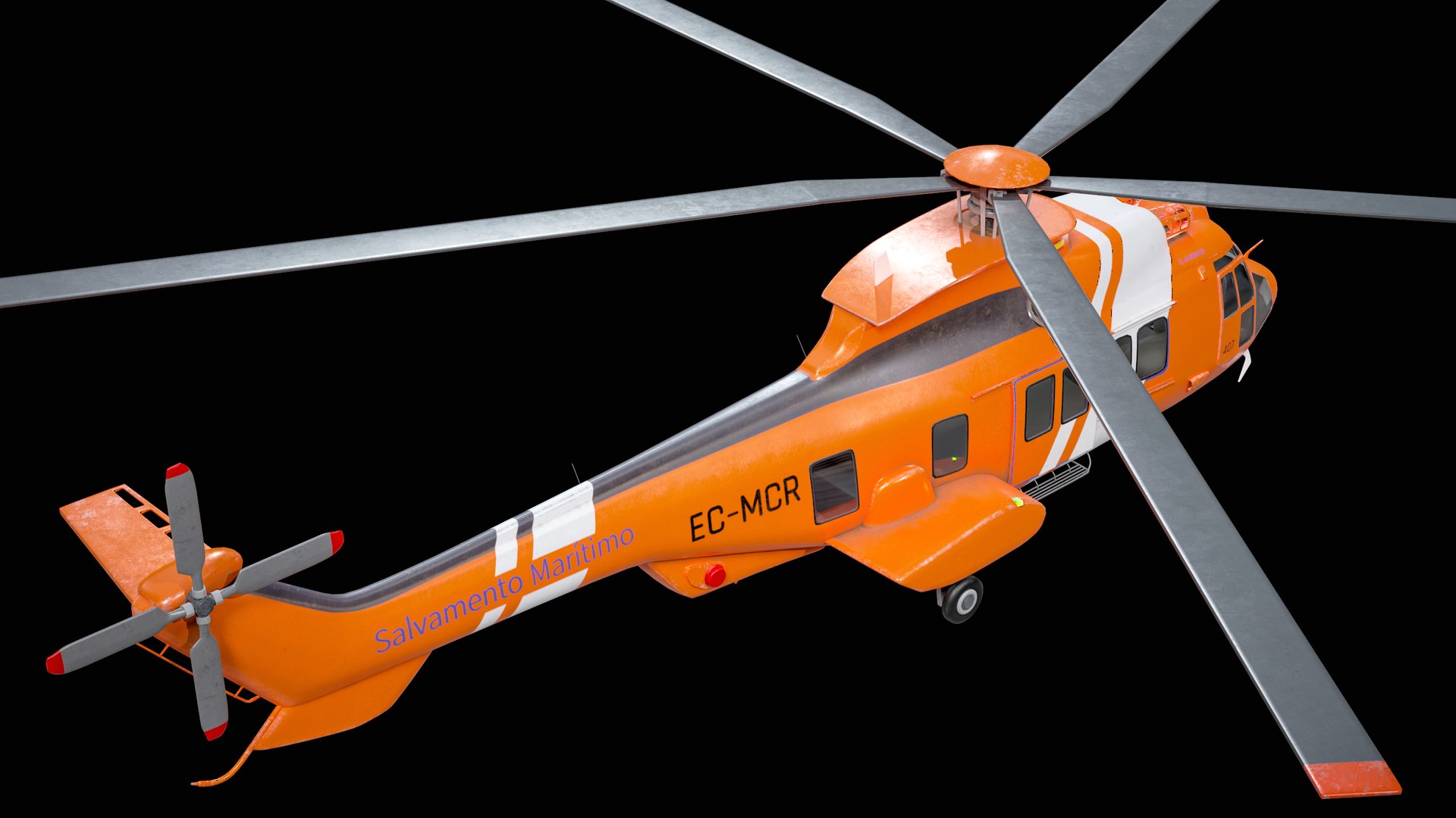 Eurocopter EC-225 Super Puma Rescue Helicopter PBR 3D model ...