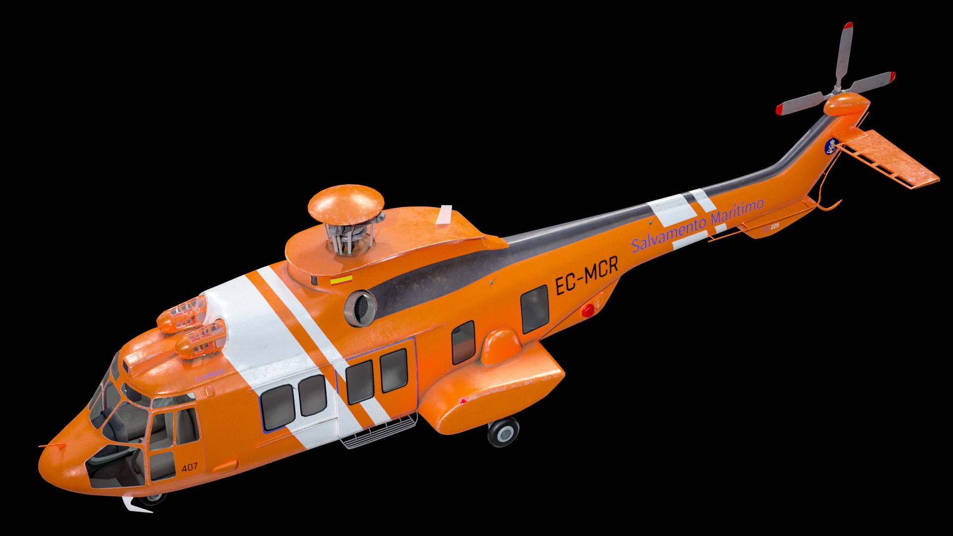 Eurocopter EC-225 Super Puma Rescue Helicopter PBR 3D model ...