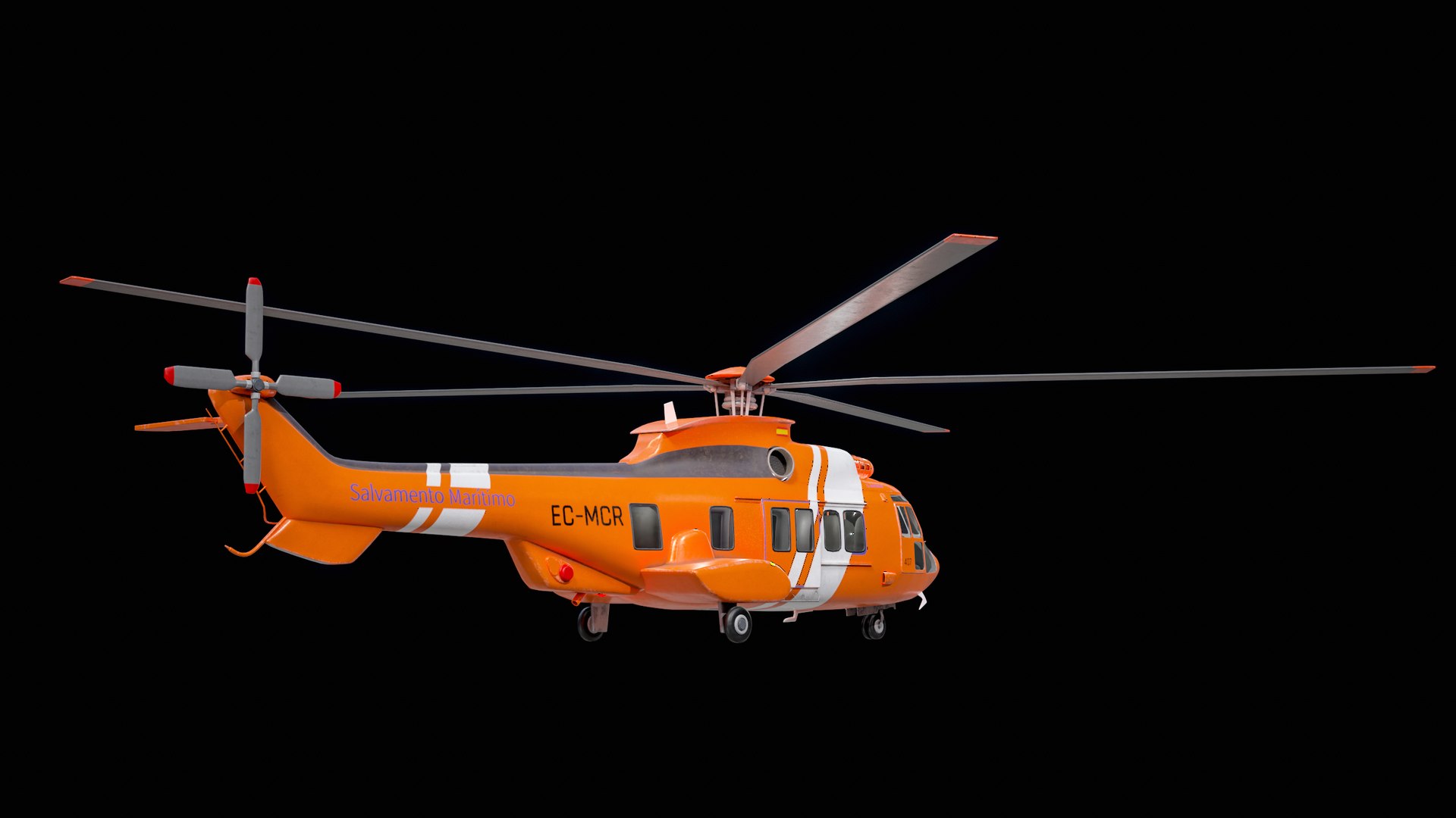 Eurocopter EC-225 Super Puma Rescue Helicopter PBR 3D model ...
