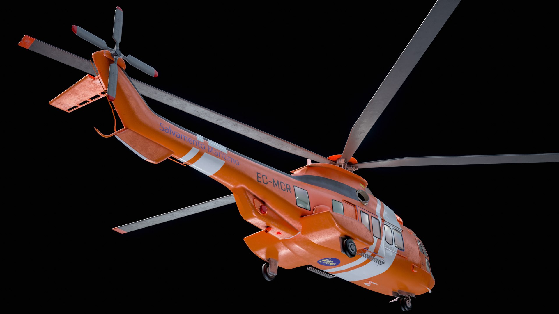 Eurocopter EC-225 Super Puma Rescue Helicopter PBR 3D model ...