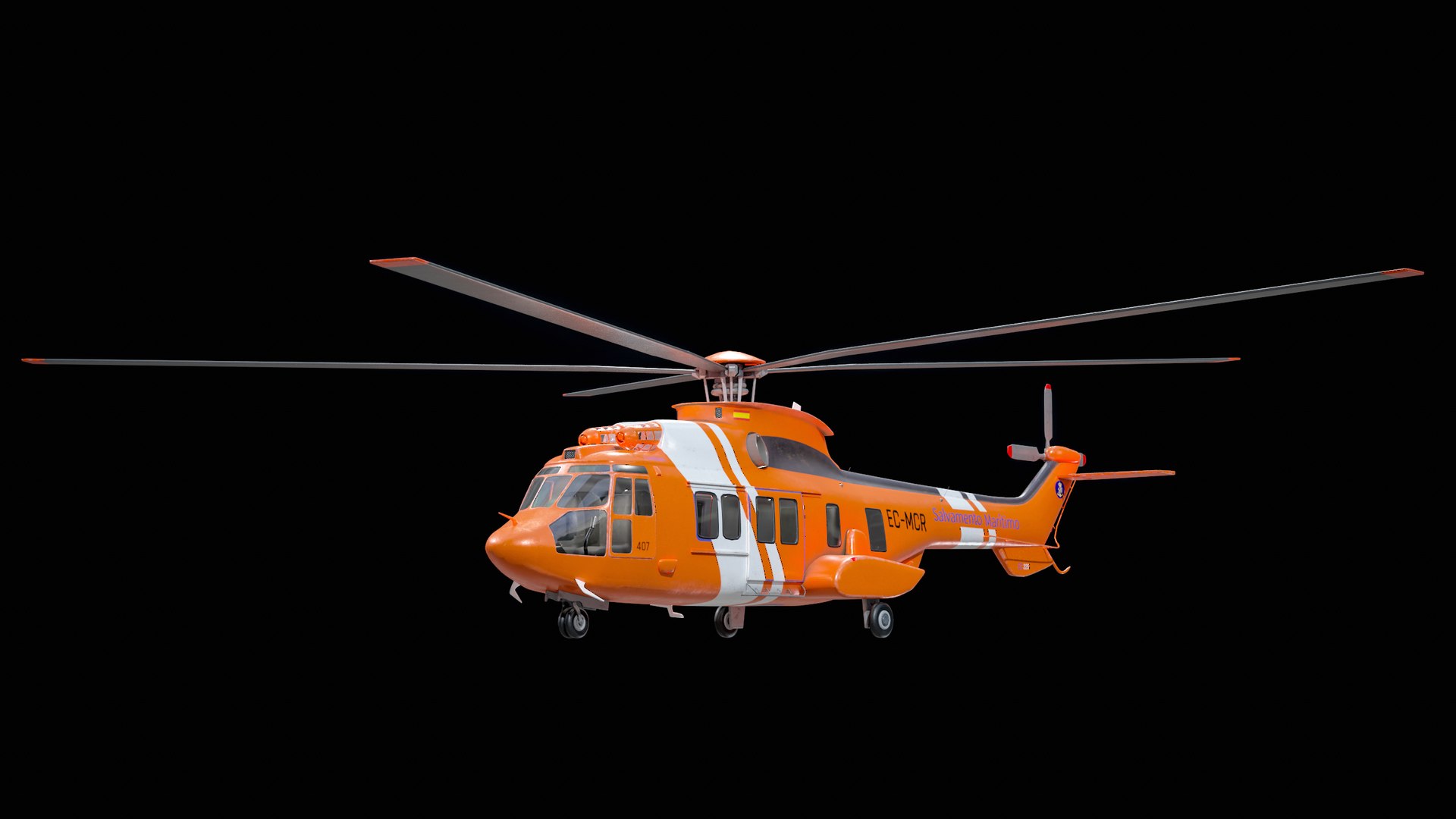Eurocopter EC-225 Super Puma Rescue Helicopter PBR 3D model ...