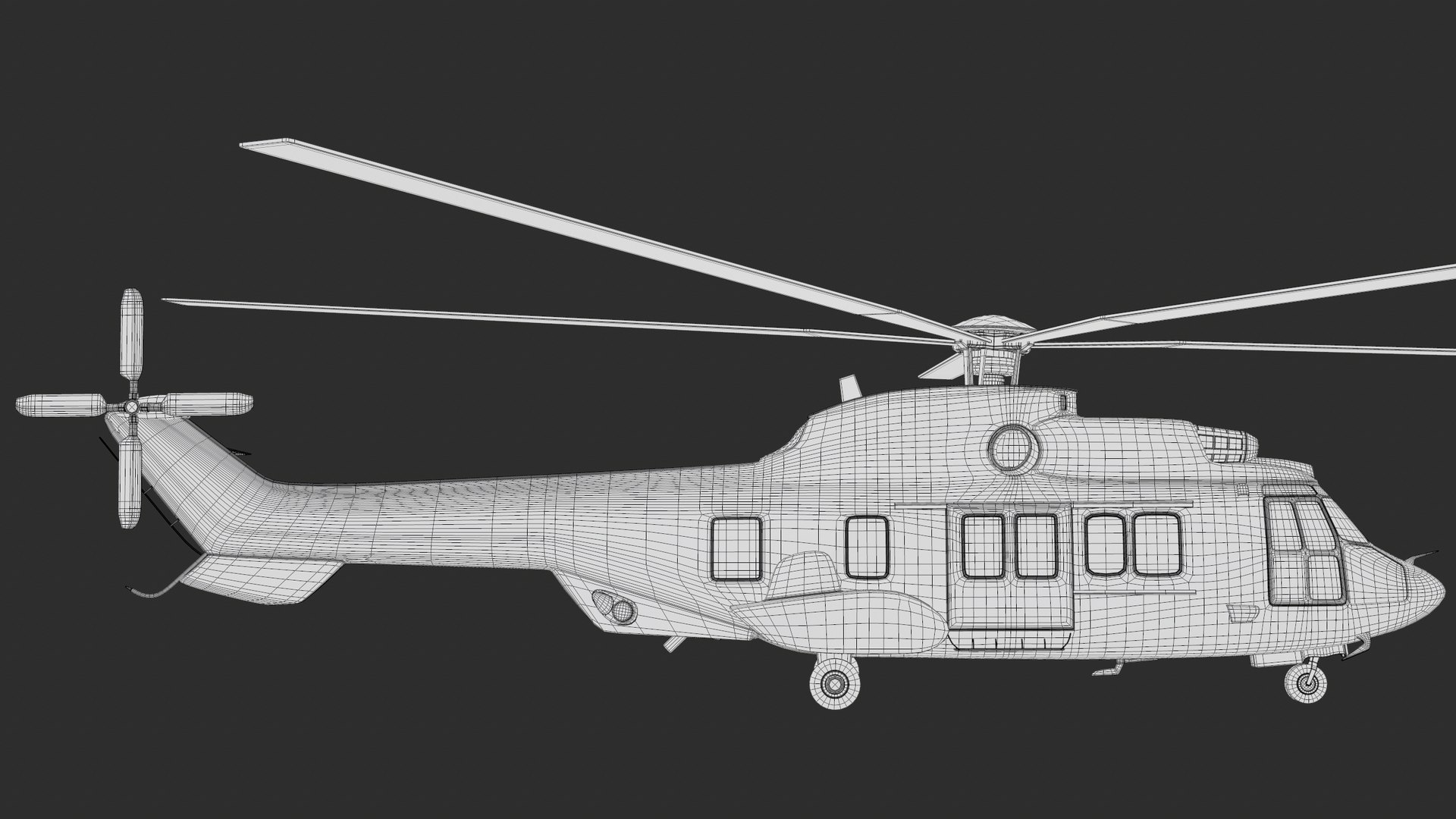 Eurocopter EC-225 Super Puma Rescue Helicopter PBR 3D model ...