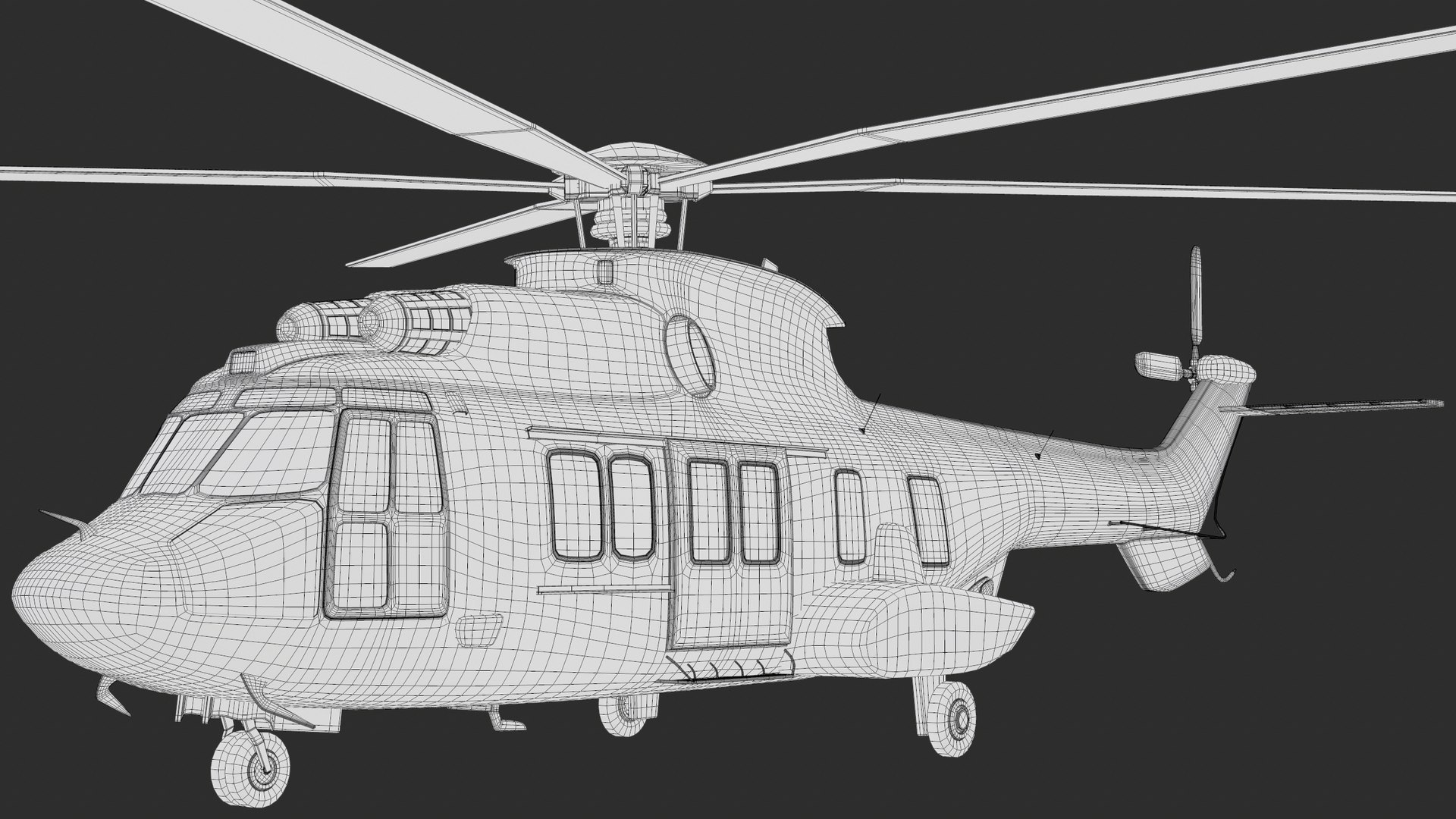 Eurocopter EC-225 Super Puma Rescue Helicopter PBR 3D model ...