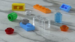low-poly lego bricks 3d model