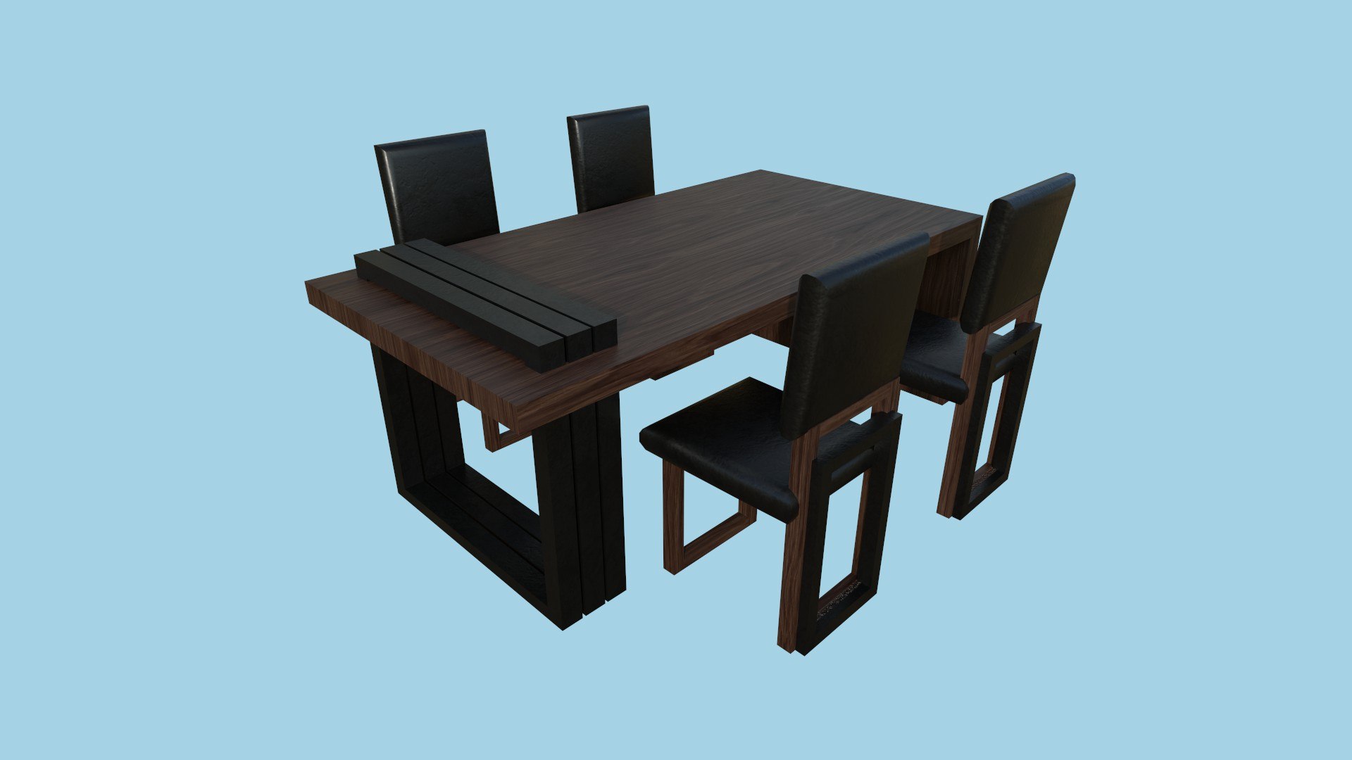 3D Dinning Table 64 - Dark Wood - Furniture Interior Design ...