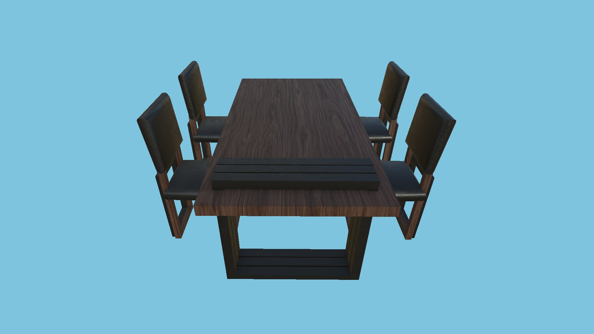3D Dinning Table 64 - Dark Wood - Furniture Interior Design ...