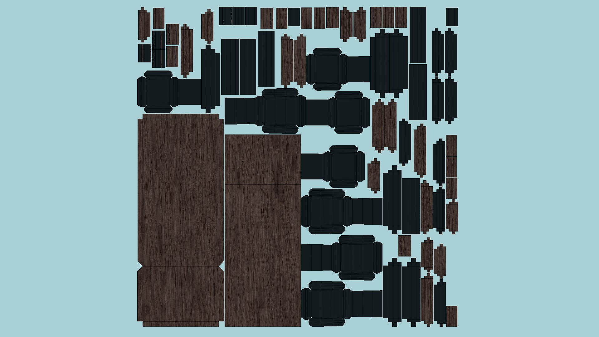 3D Dinning Table 64 - Dark Wood - Furniture Interior Design ...