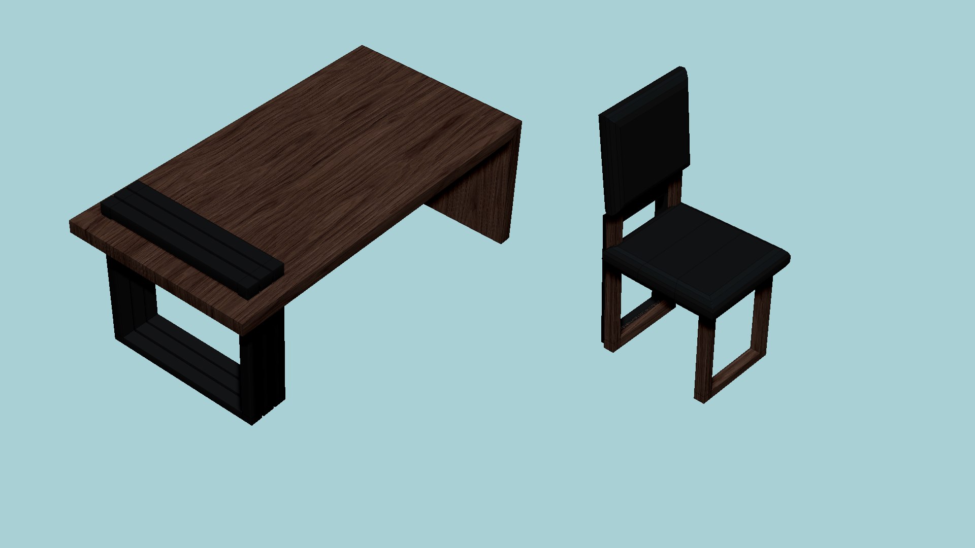 3D Dinning Table 64 - Dark Wood - Furniture Interior Design ...