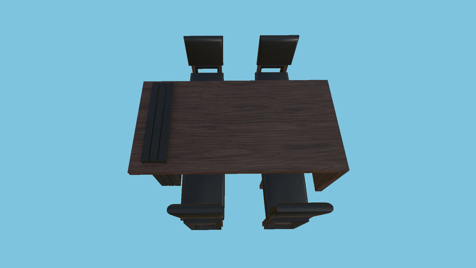 3D Dinning Table 64 - Dark Wood - Furniture Interior Design ...