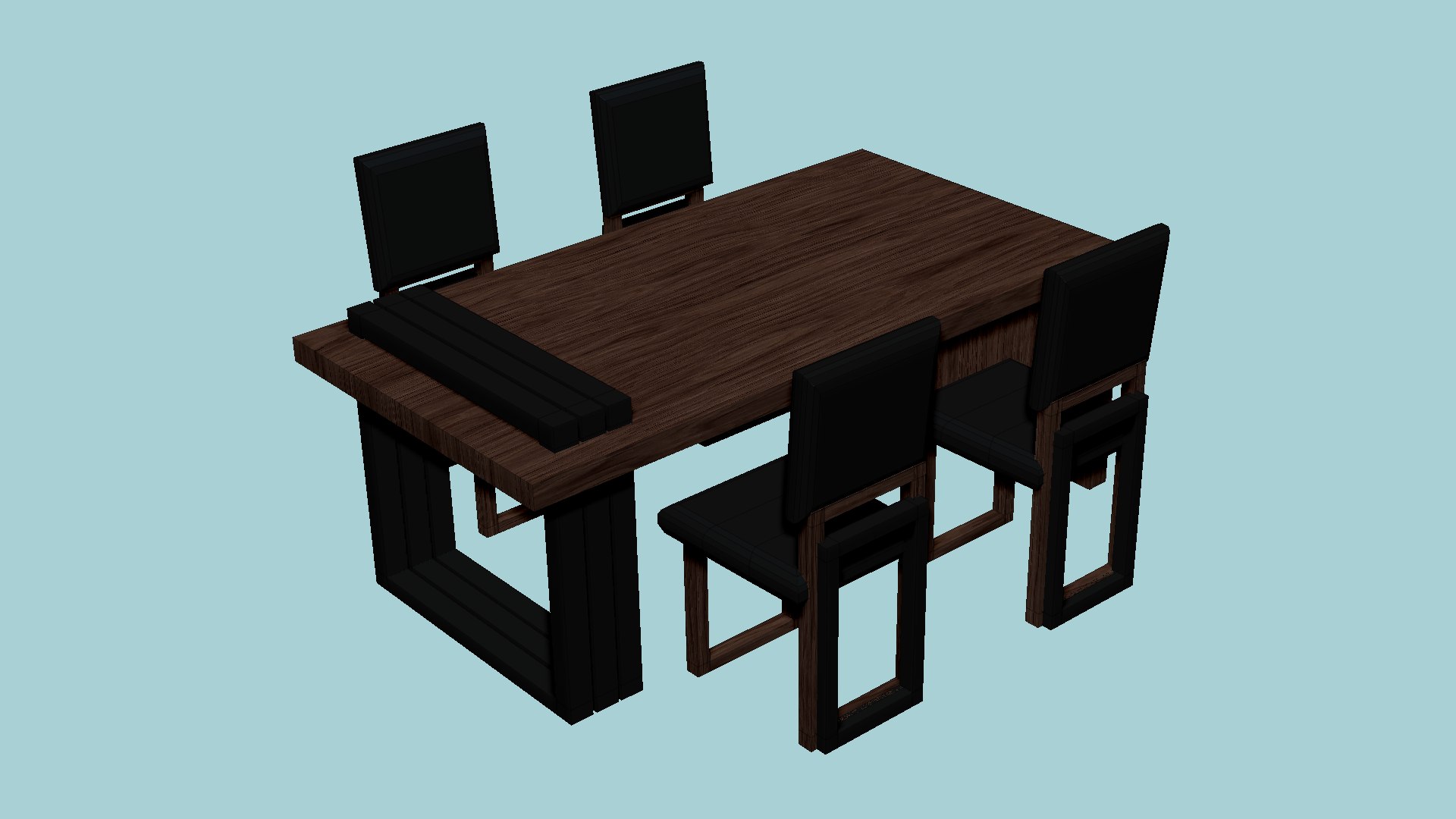 3D Dinning Table 64 - Dark Wood - Furniture Interior Design ...