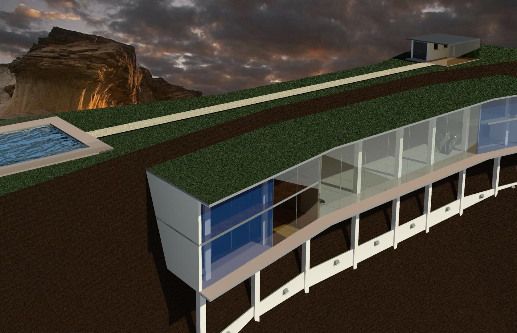 Revit Cliff House Model Model - TurboSquid 2013320
