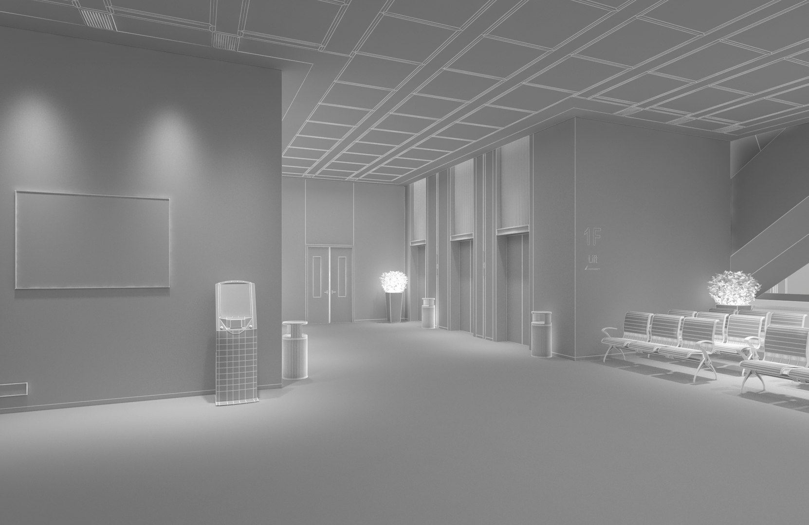 3D Public Hall Interior 03 Model - TurboSquid 2329845
