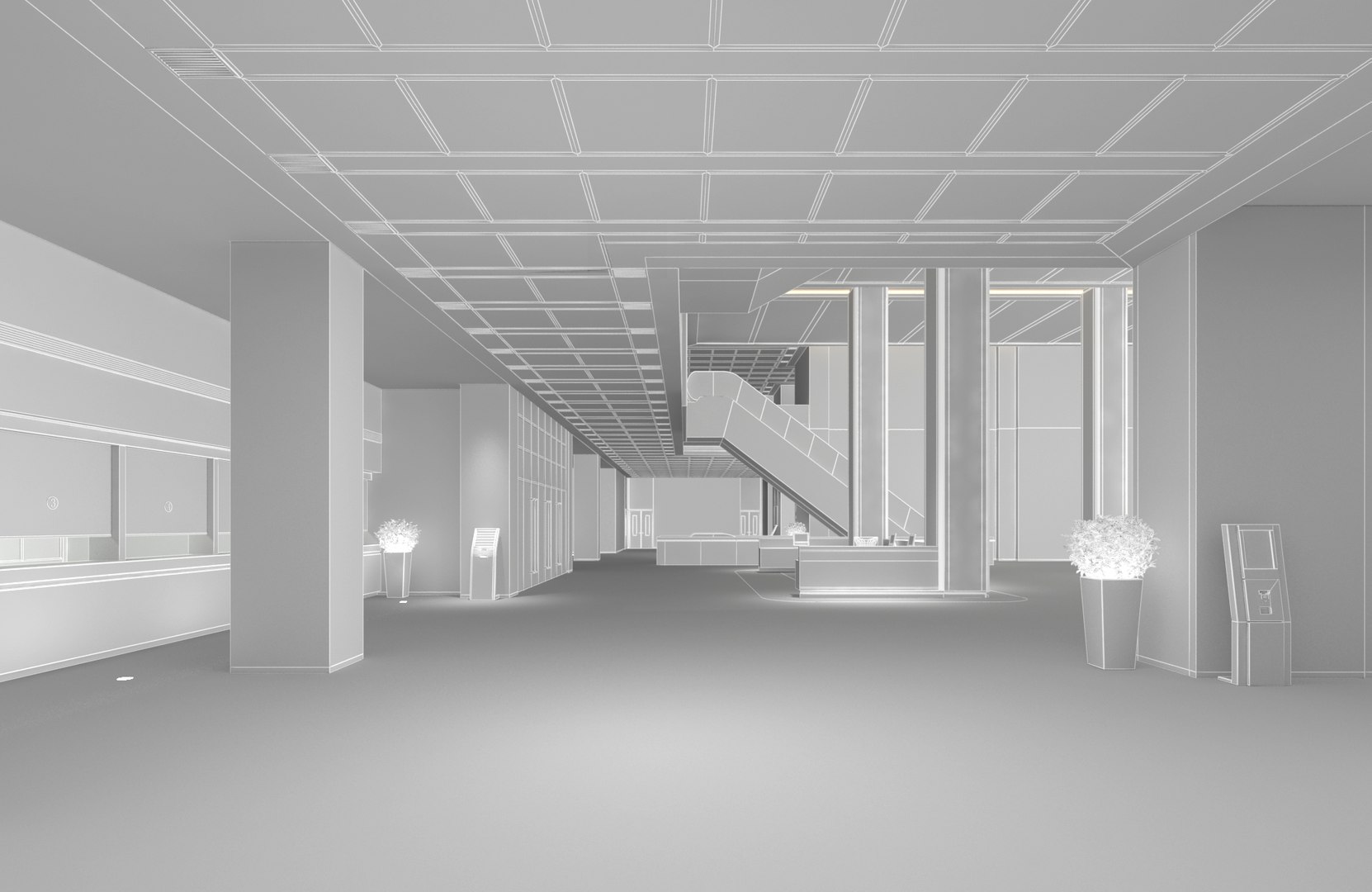 3D Public Hall Interior 03 Model - TurboSquid 2329845