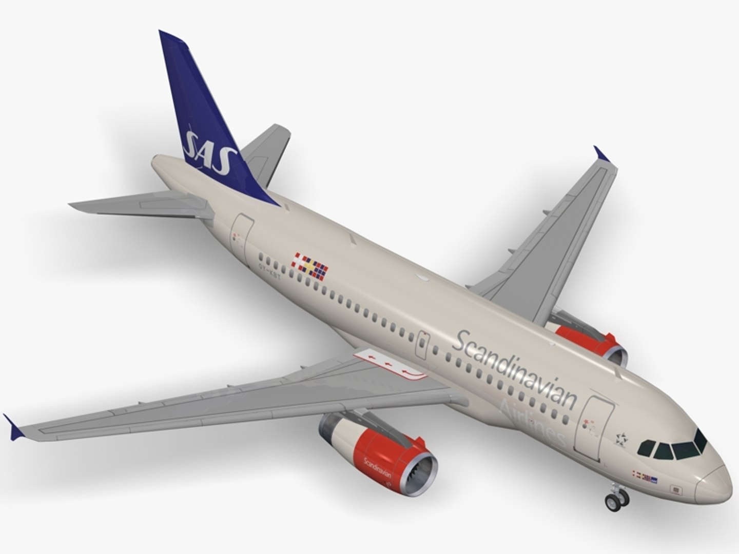 3d Airbus Scandinavian Airlines A319 Model