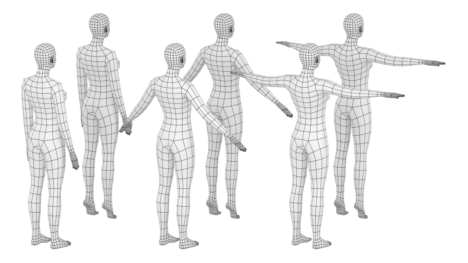 3D Natural Female In 6 Modeling Poses COLLECTION Model - TurboSquid 2218952