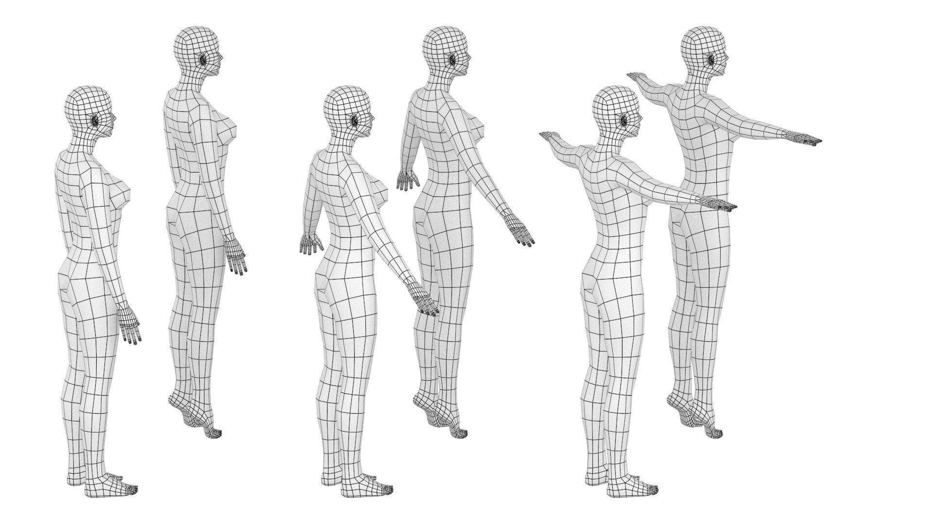 3D Natural Female In 6 Modeling Poses COLLECTION Model - TurboSquid 2218952