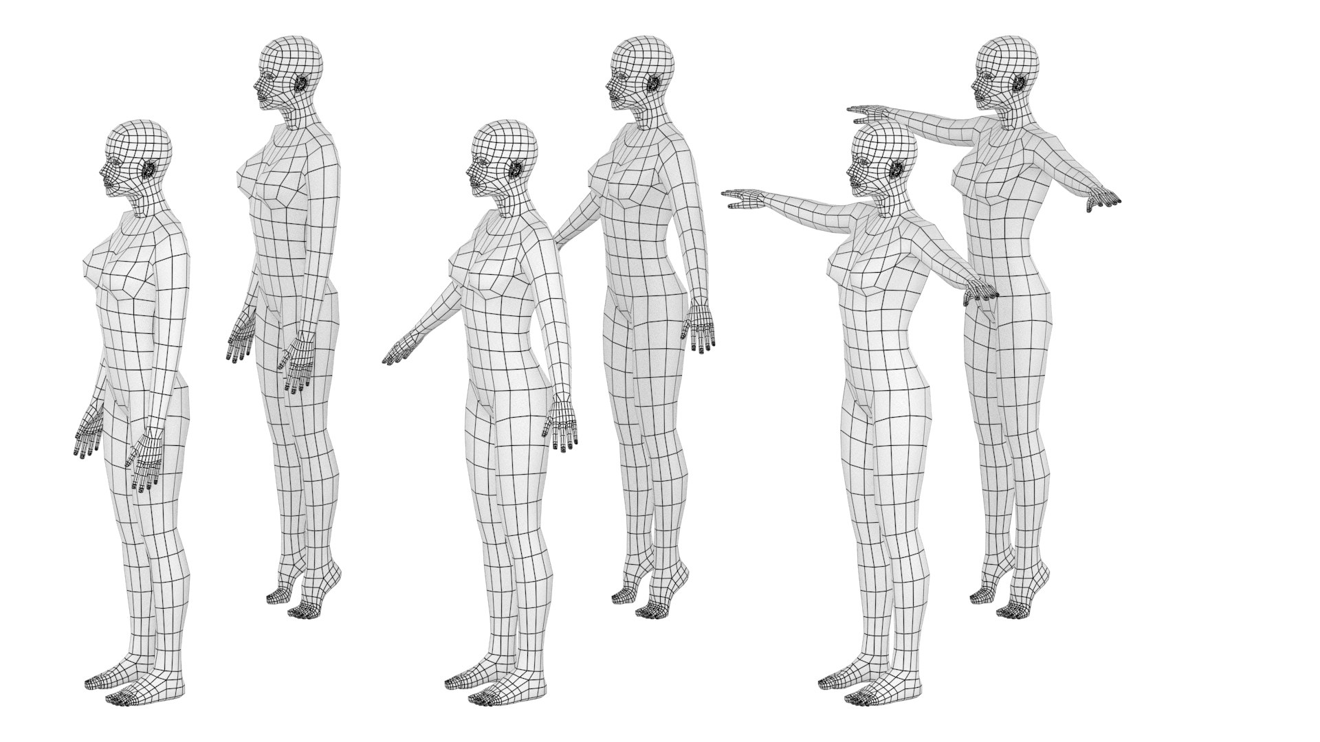 3D Natural Female In 6 Modeling Poses COLLECTION Model - TurboSquid 2218952