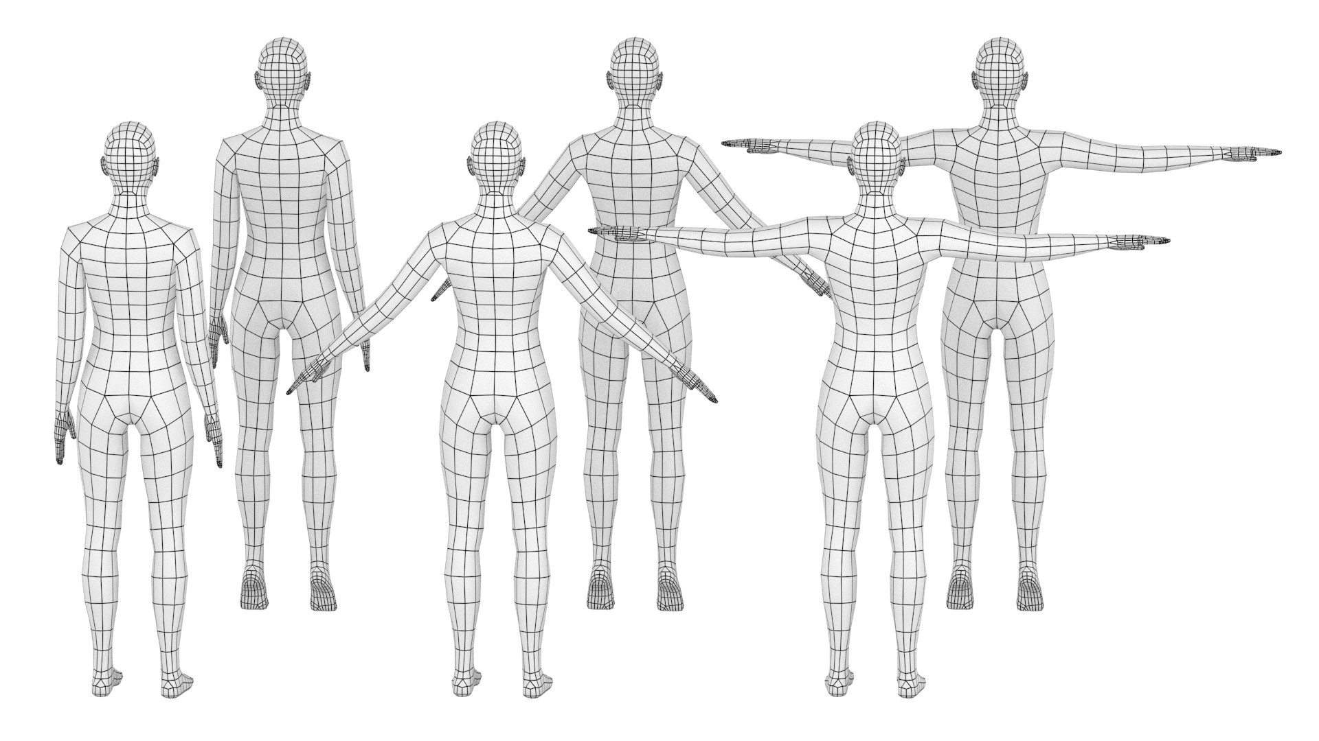 3D Natural Female In 6 Modeling Poses COLLECTION Model - TurboSquid 2218952