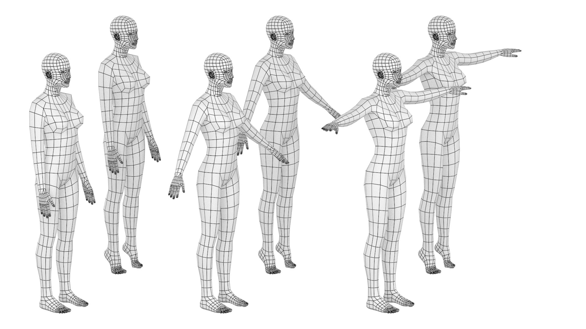 3D Natural Female In 6 Modeling Poses COLLECTION Model - TurboSquid 2218952
