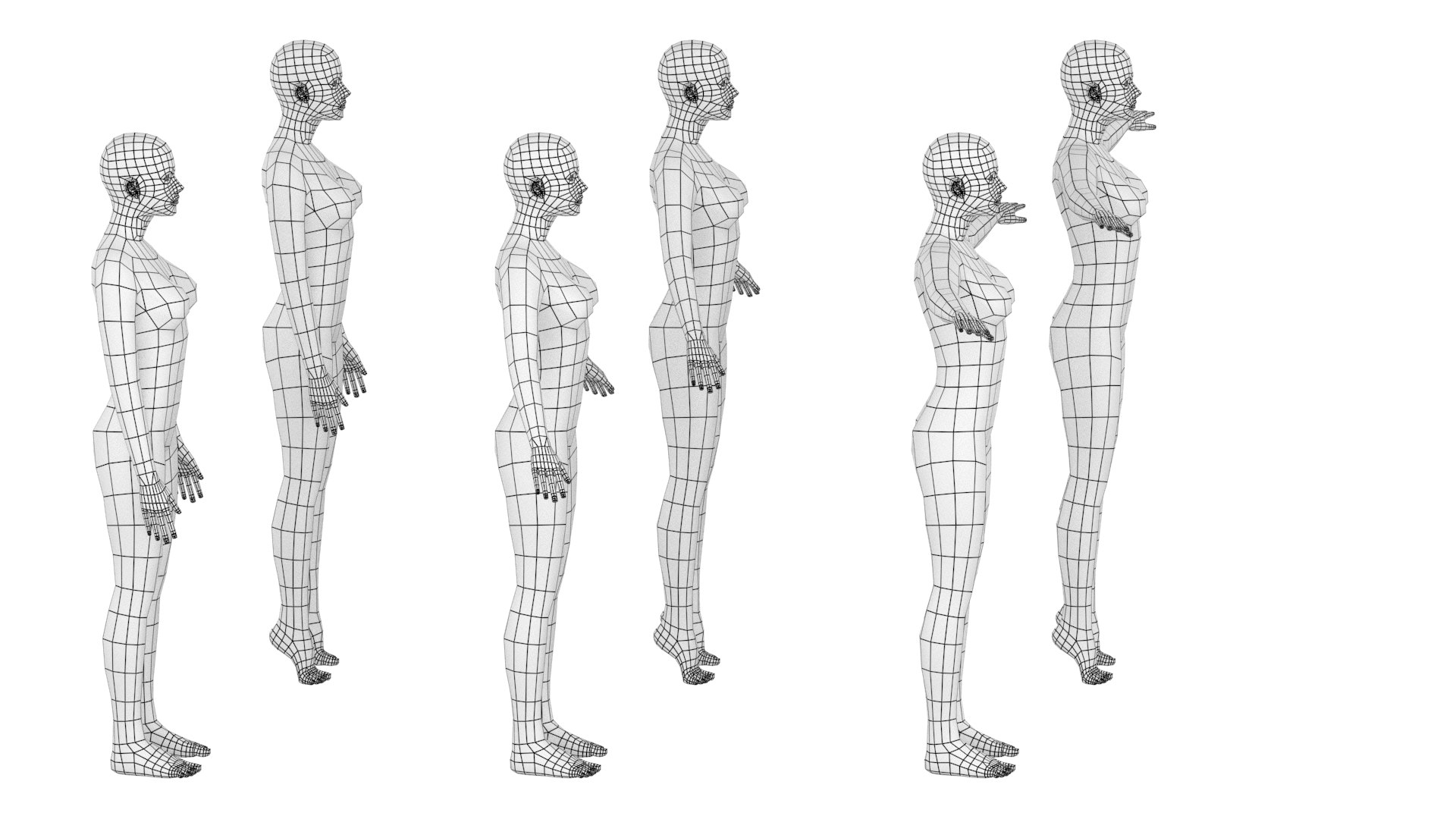 3D Natural Female In 6 Modeling Poses COLLECTION Model - TurboSquid 2218952