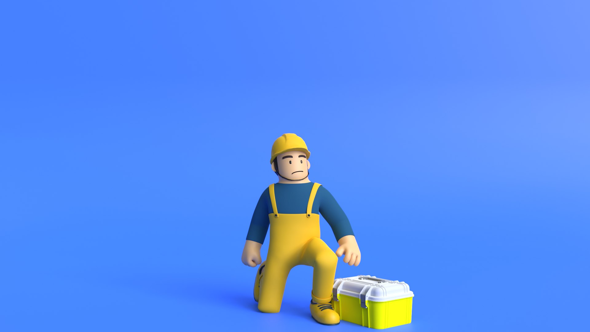 3D Model Minimal Builder Cartoon Character - TurboSquid 1768615