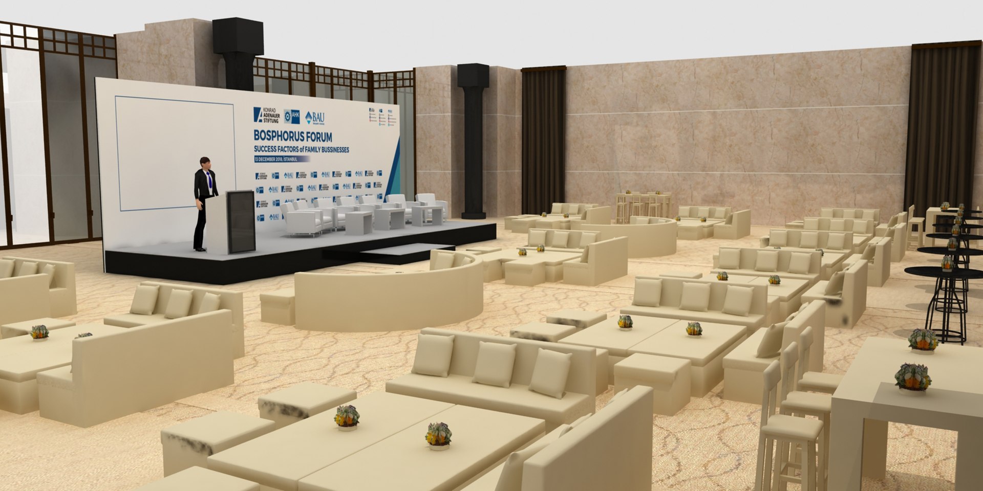 Meeting Stage Seating Arrangement 3D Model - TurboSquid 1535354