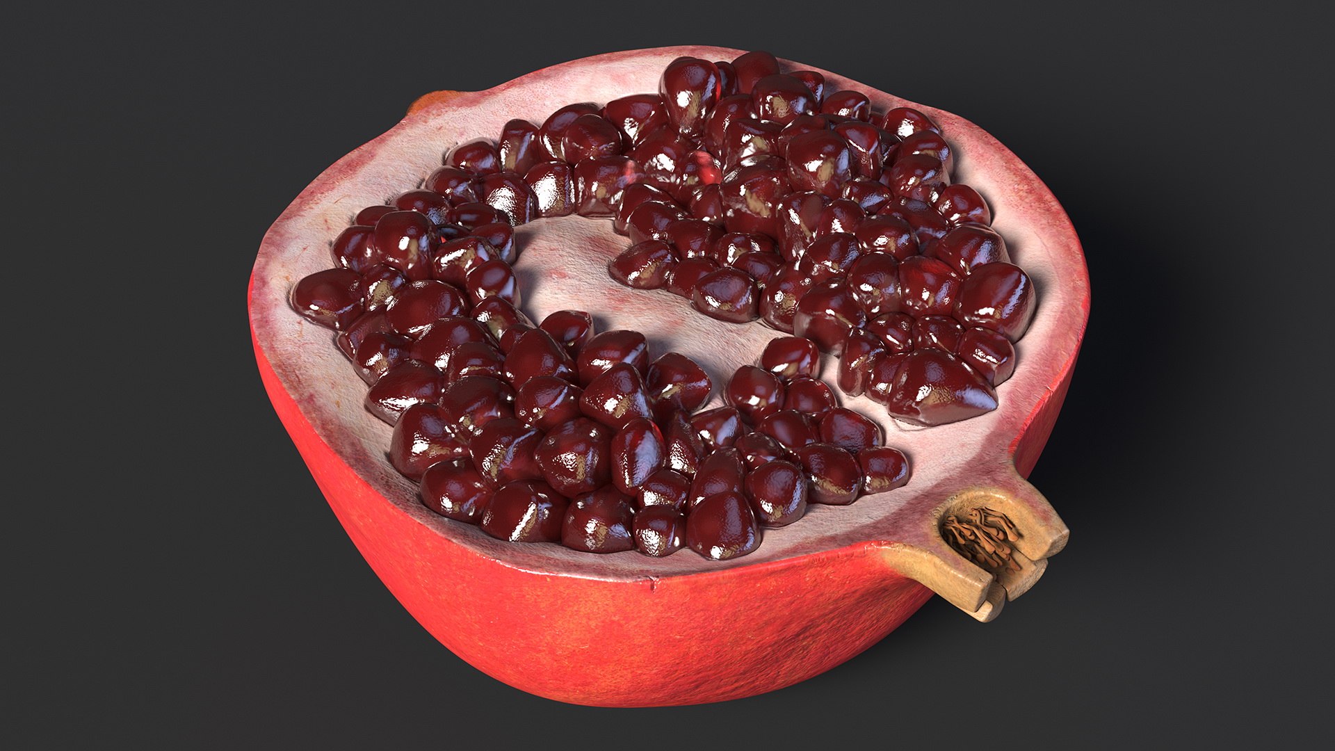 3D Cross Section Of Pomegranate Fruit - TurboSquid 2117282