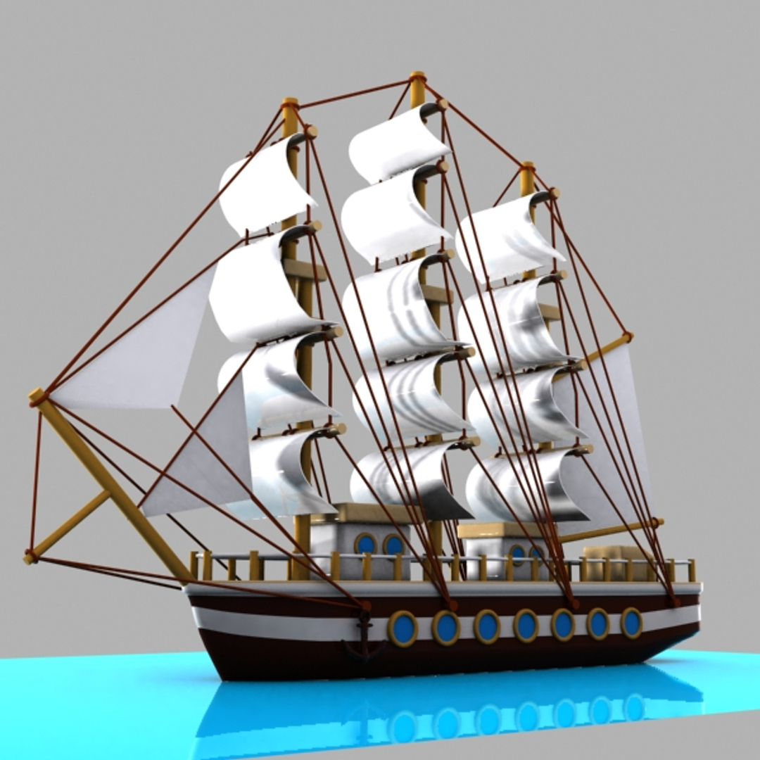 3d cartoon sailing ship