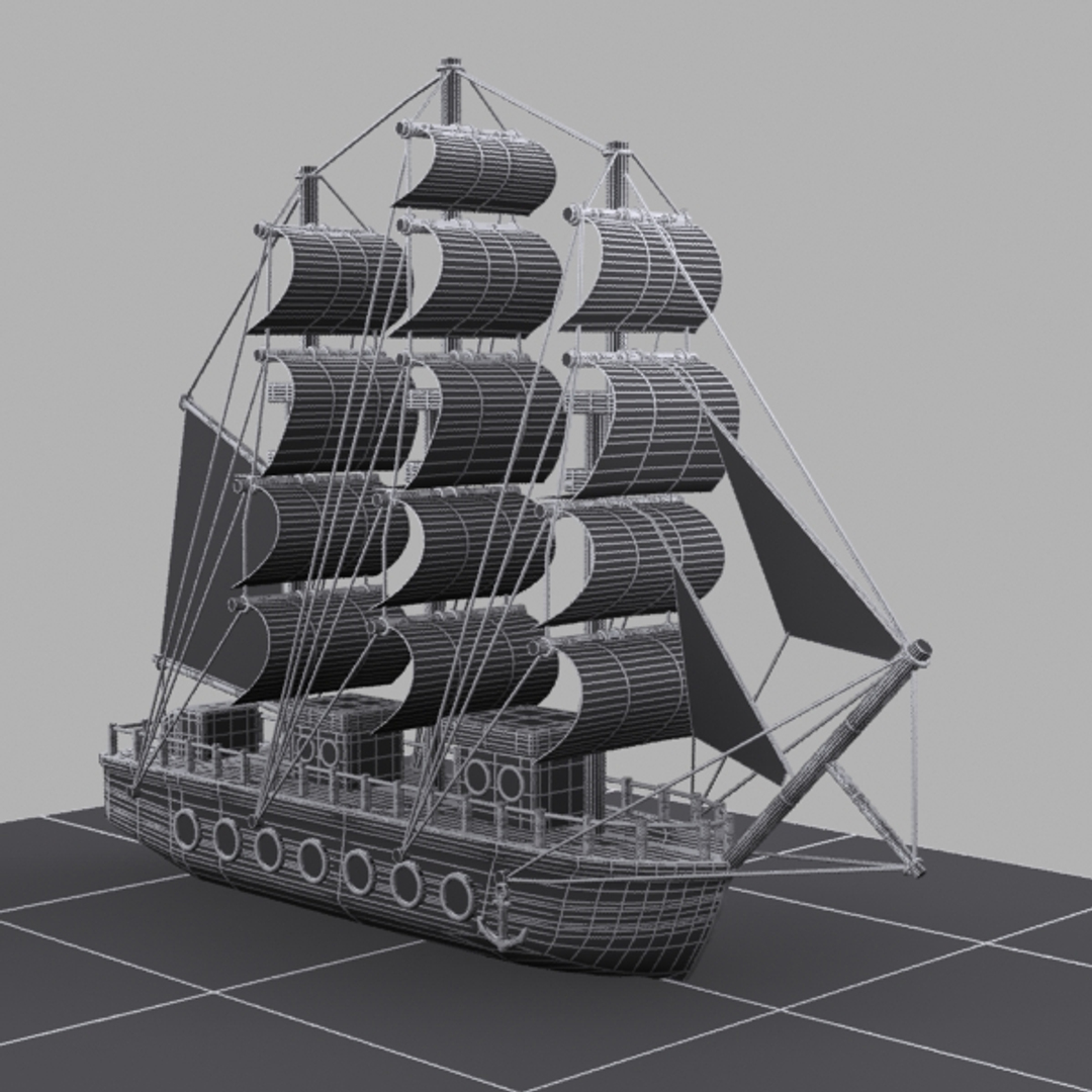 3d cartoon sailing ship