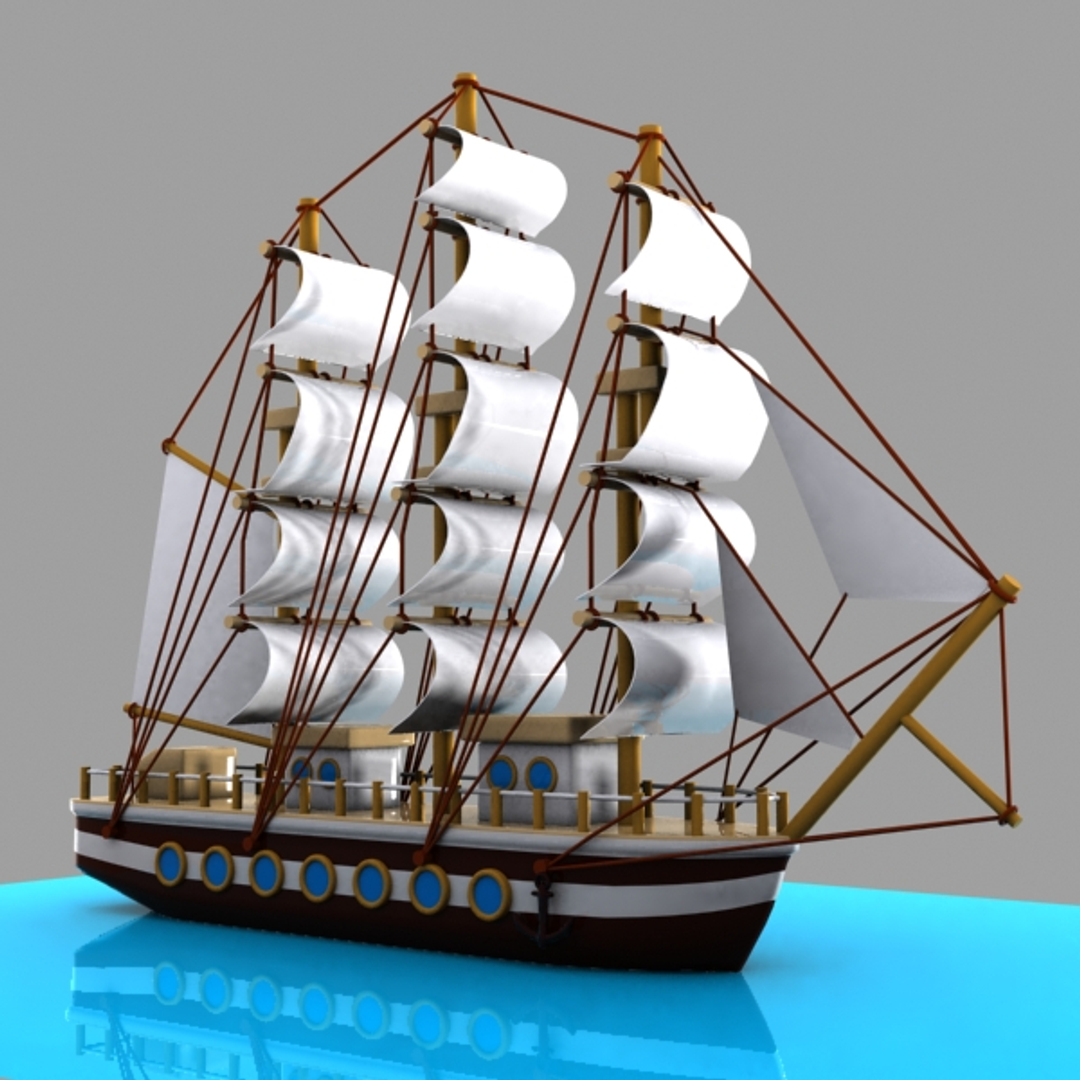 3d cartoon sailing ship