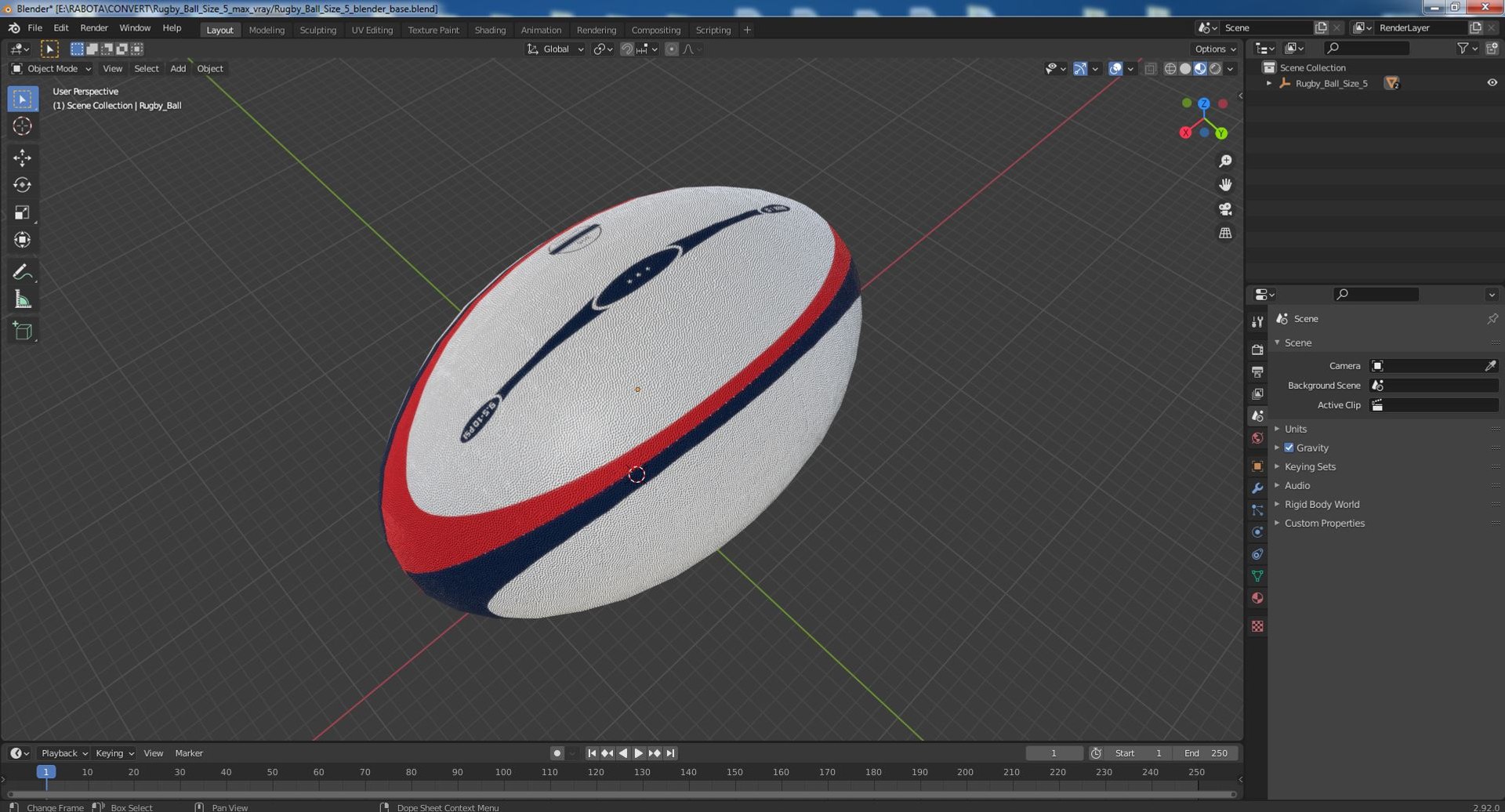 Rugby Ball Size 5 3D model - TurboSquid 2167660