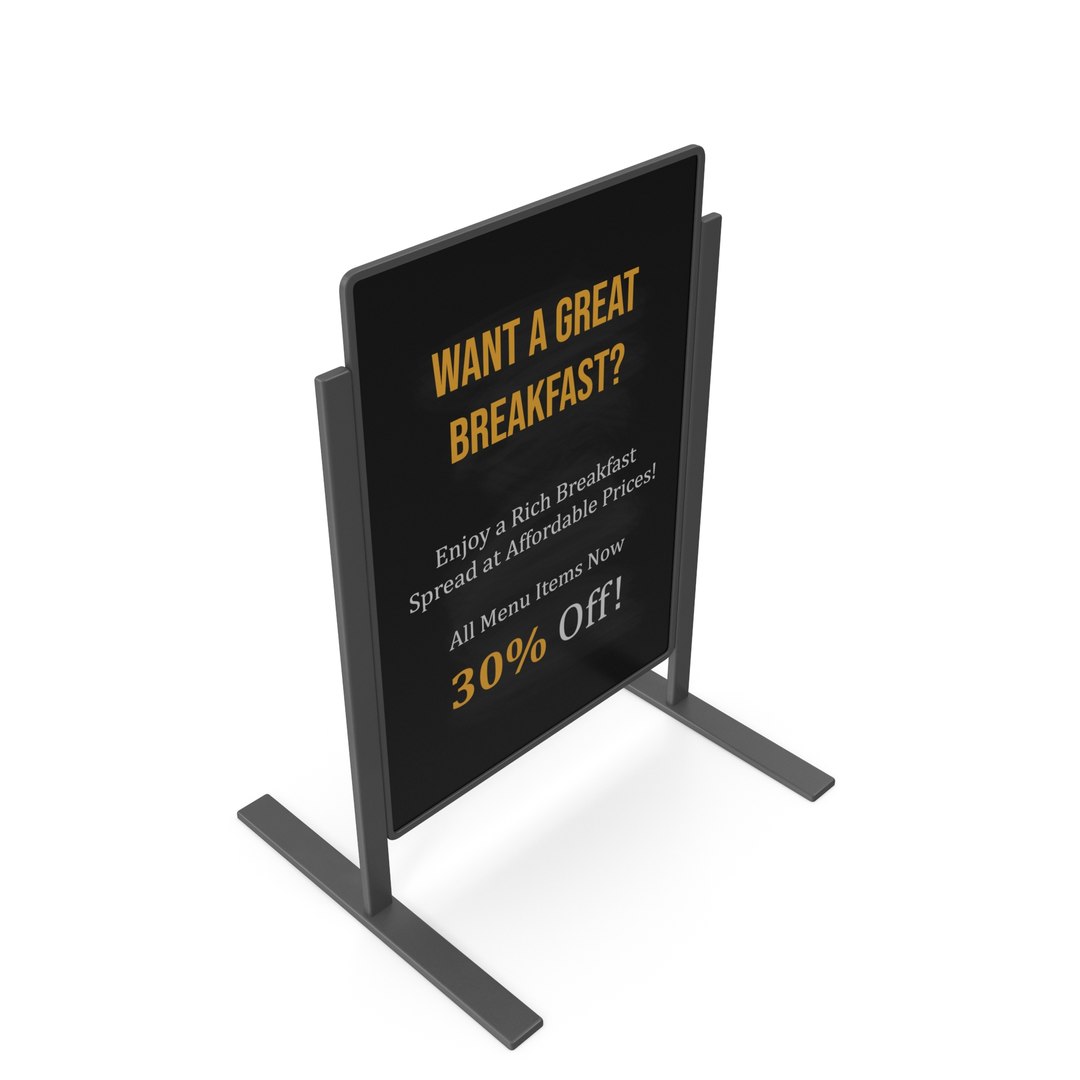 3D Model Double-Sided Metal Sign For Restaurant Menus Ground Mounted ...