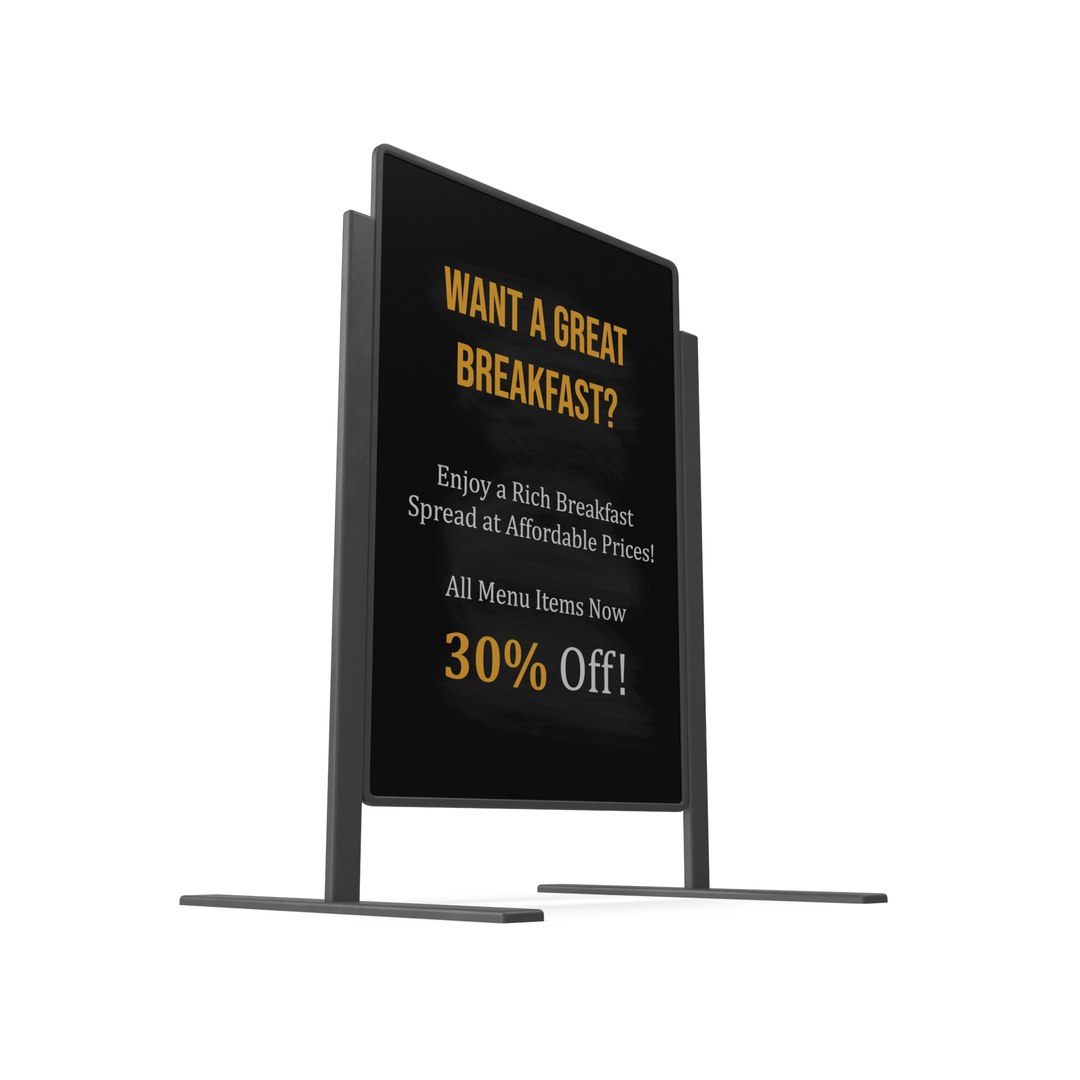 3D Model Double-Sided Metal Sign For Restaurant Menus Ground Mounted ...