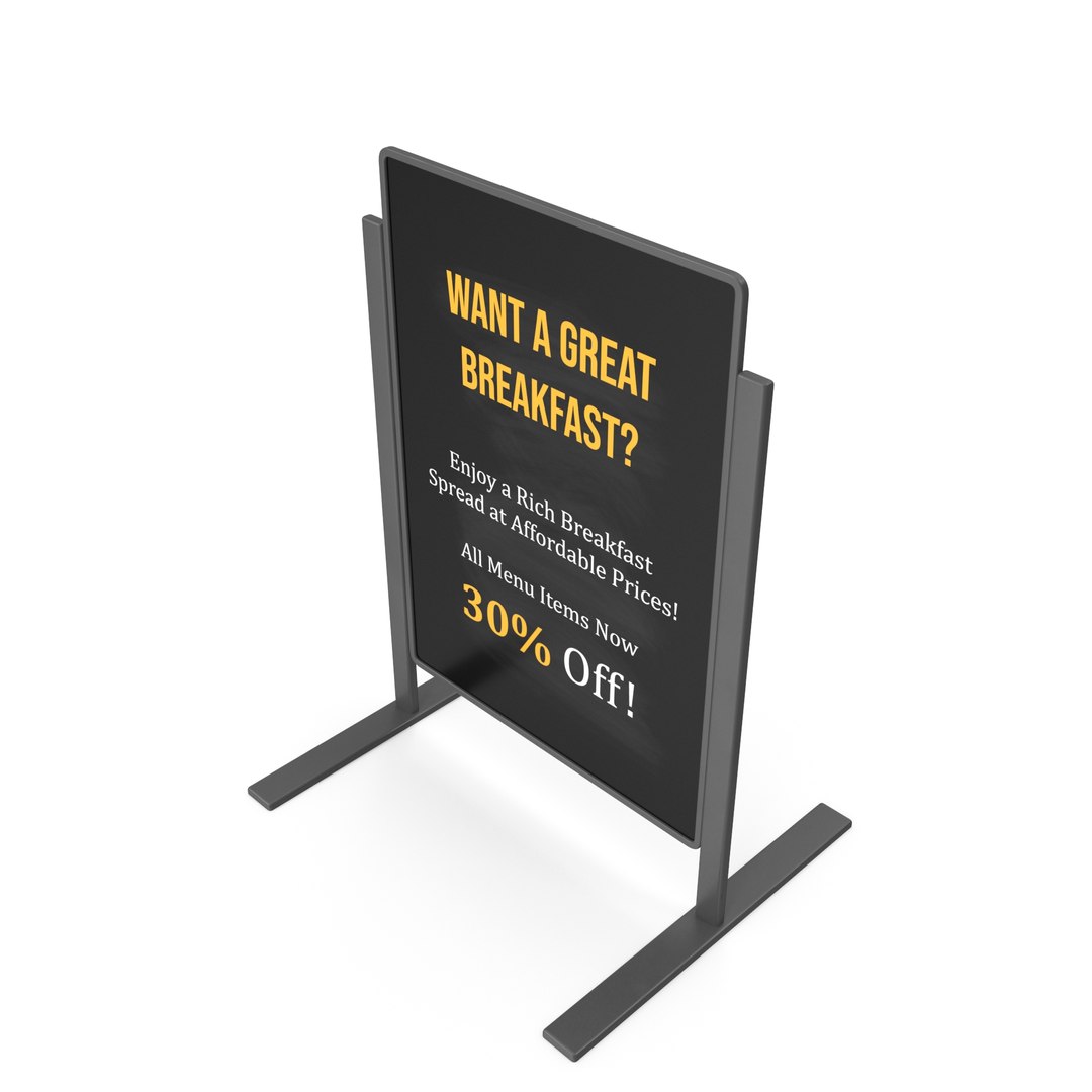 3D Model Double-Sided Metal Sign For Restaurant Menus Ground Mounted ...