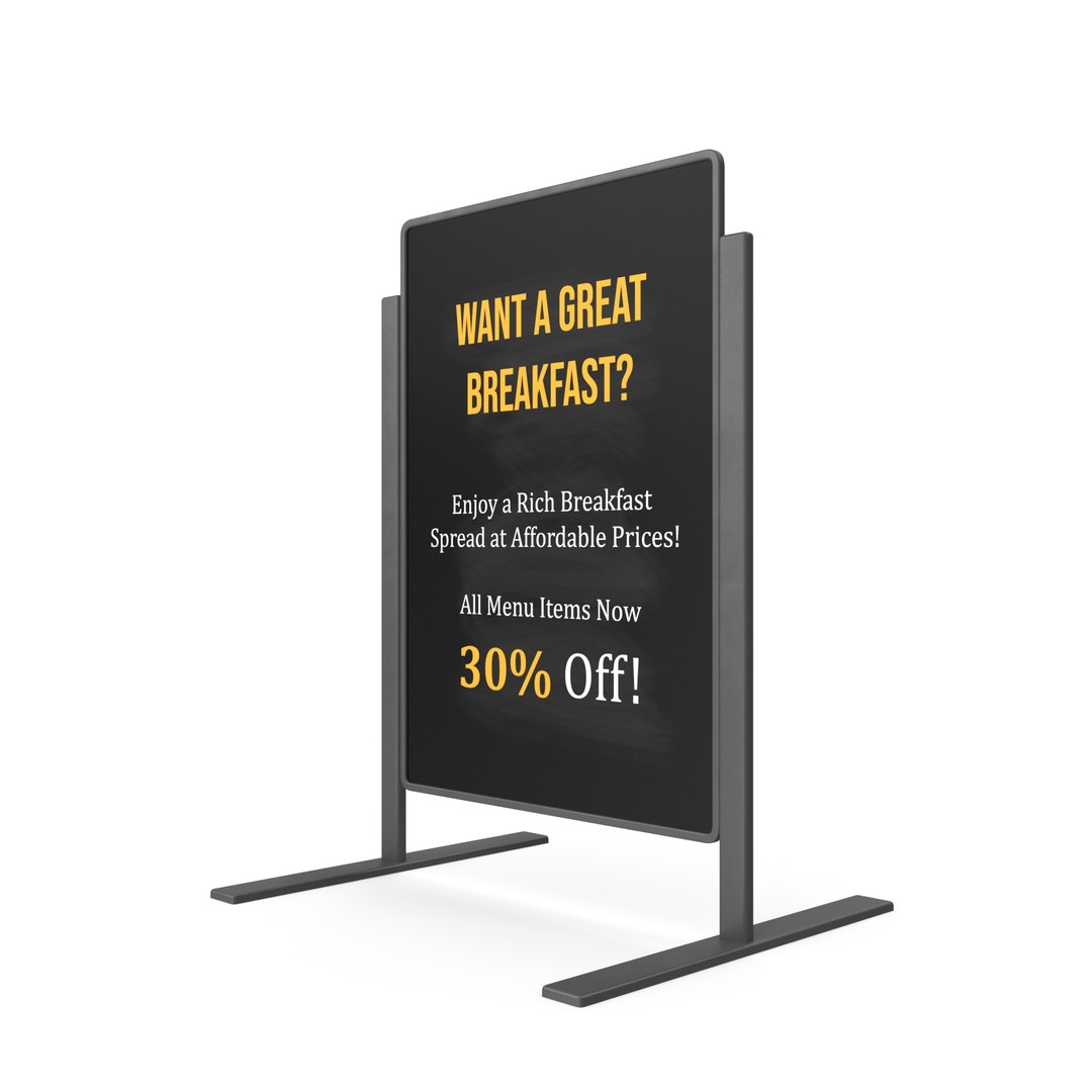 3D Model Double-Sided Metal Sign For Restaurant Menus Ground Mounted ...