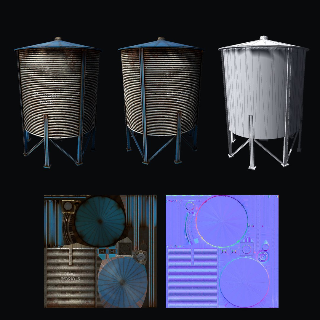 3D Storage Tank Industrial Cylinder Low-poly 3D Model Type02 Model ...