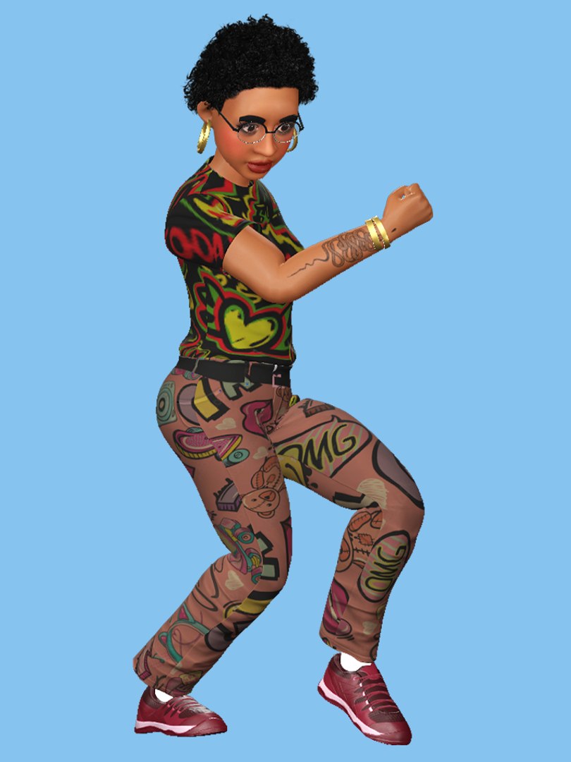 Cartoon 3D Rigged African Cute Afro Hair Girl Character 3D Model Model ...