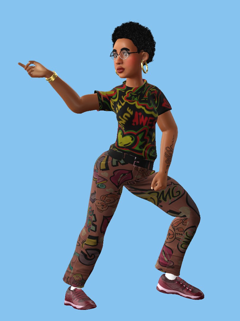 Cartoon 3D Rigged African Cute Afro Hair Girl Character 3D Model Model ...