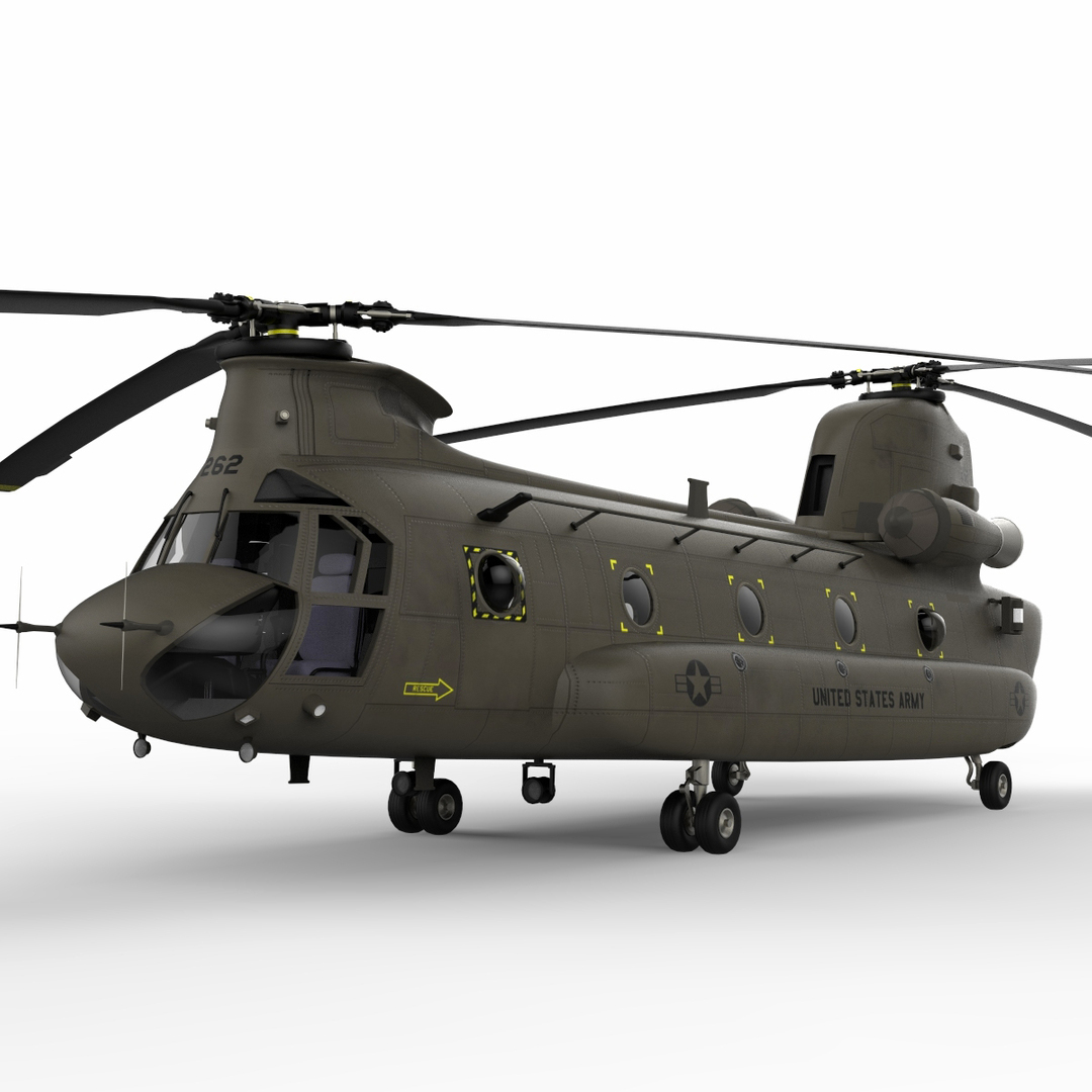 ch-47 chinook transport helicopter 3d model