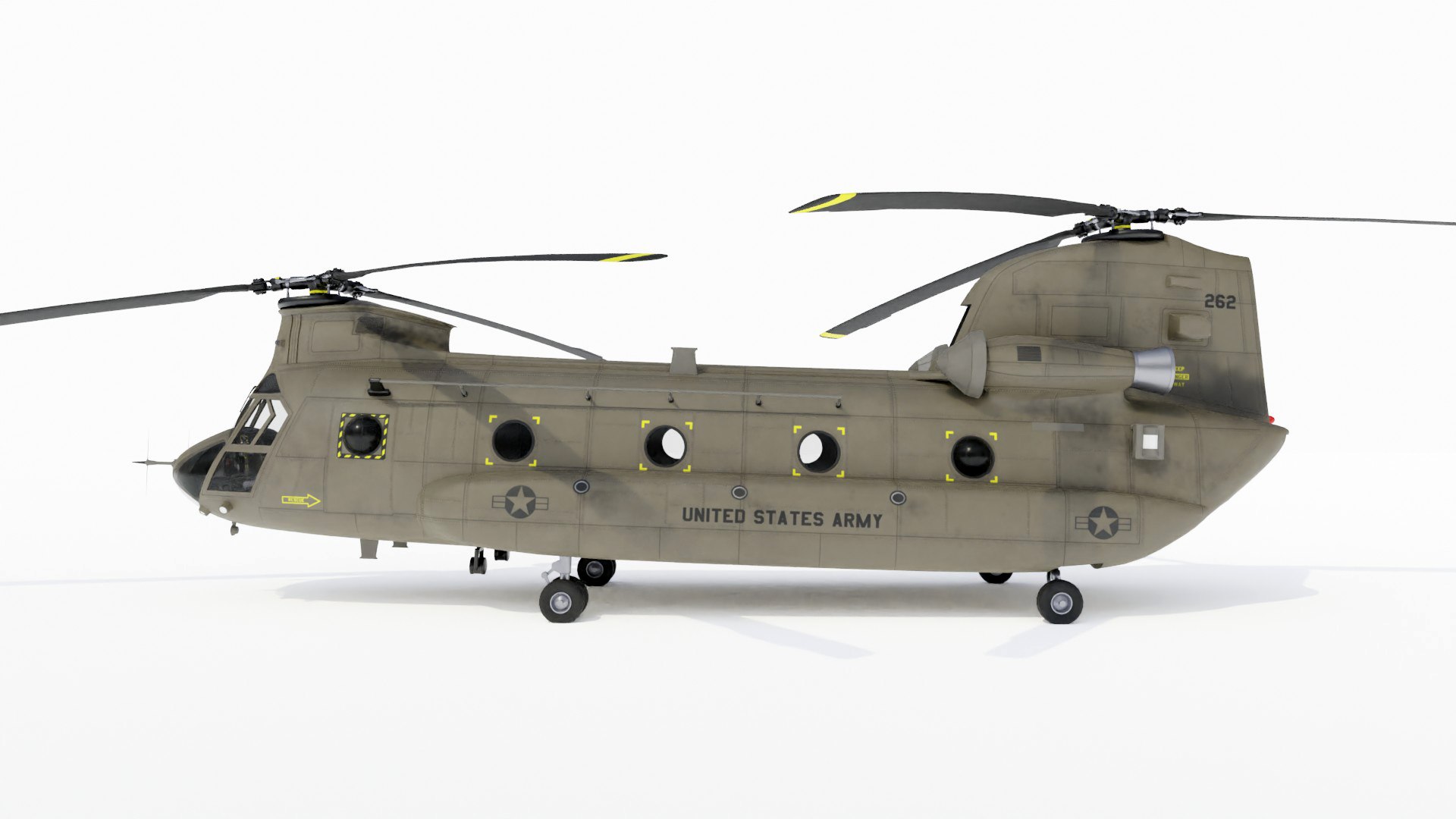 Ch-47 Chinook Transport Helicopter 3d Model