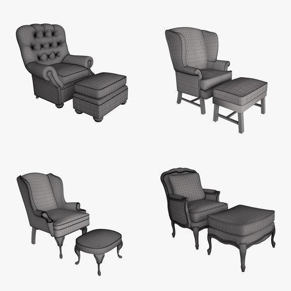 Chair ottoman 3D model - TurboSquid 1698067